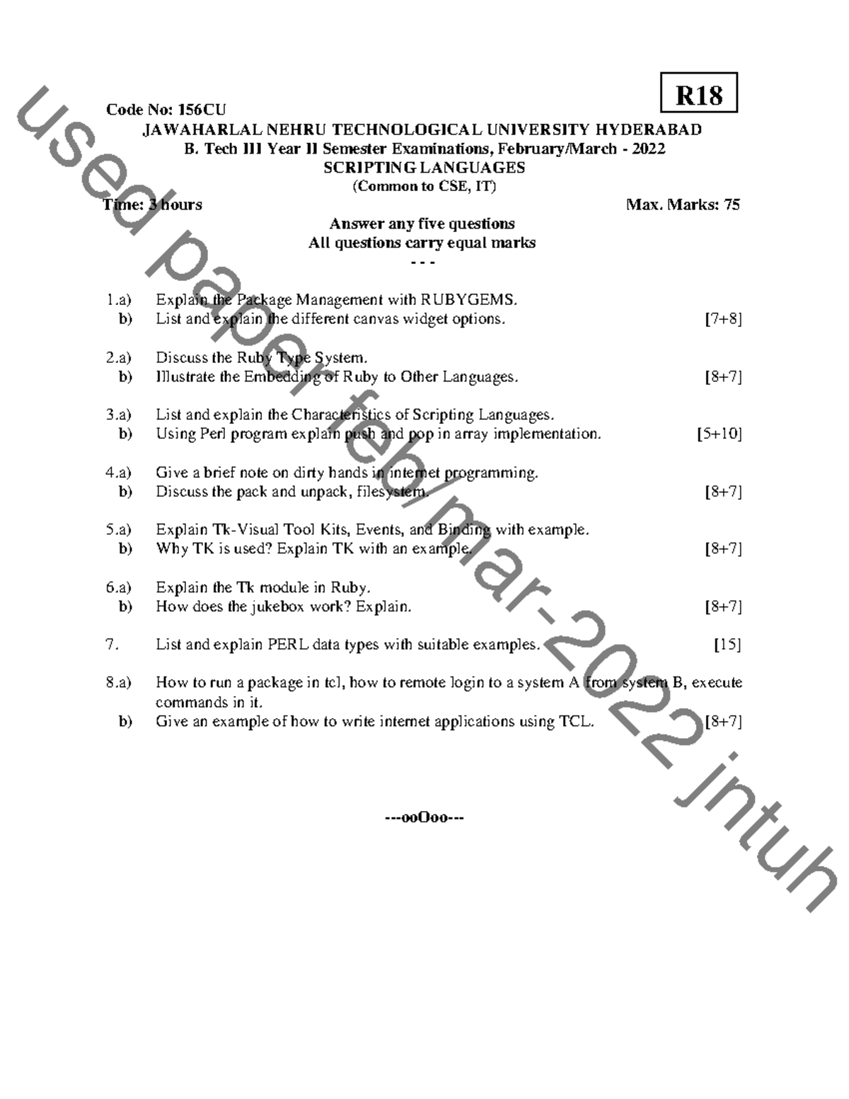 Scripting Languages February March 2022 - Code No: 156CU JAWAHARLAL ...