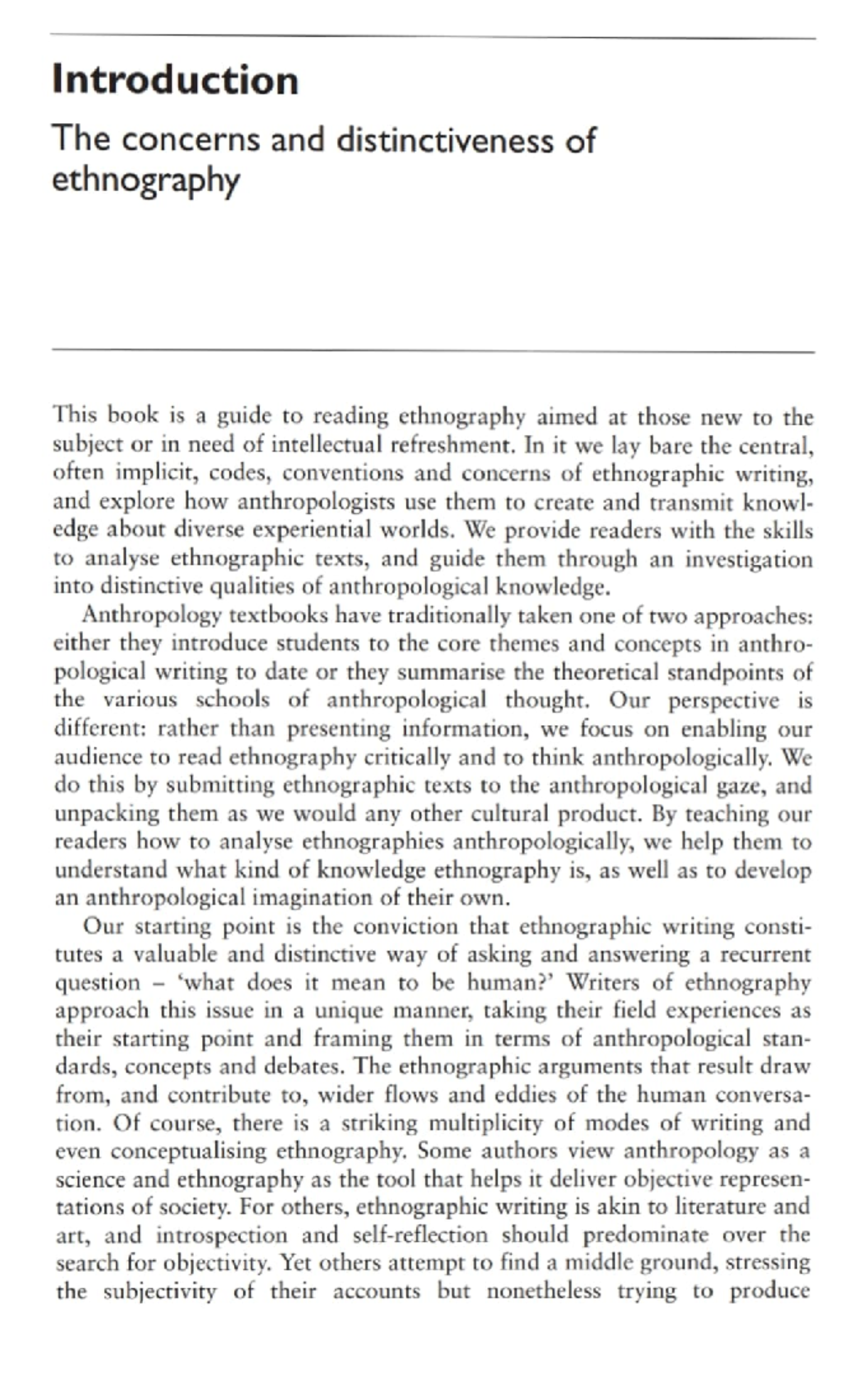 Studying ethnography - Introduction The concerns and distinctiveness of ...