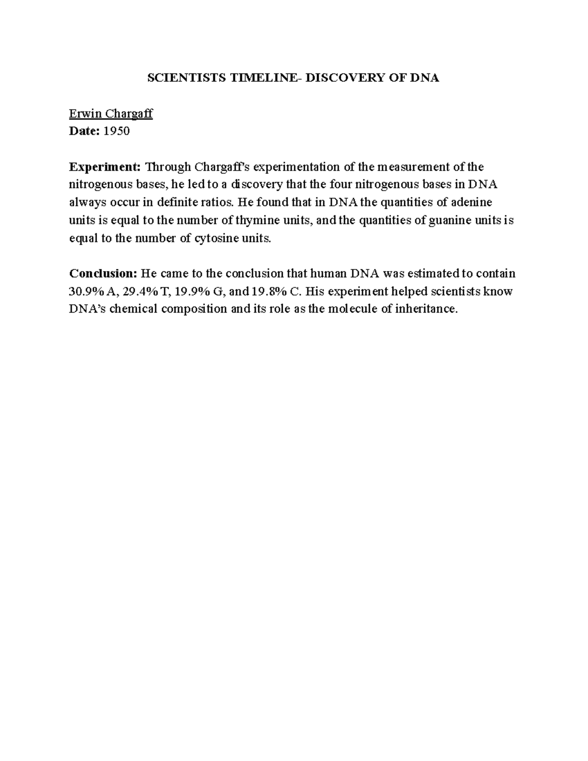 Scientists Timeline- Discovery OF DNA - SCIENTISTS TIMELINE- DISCOVERY ...