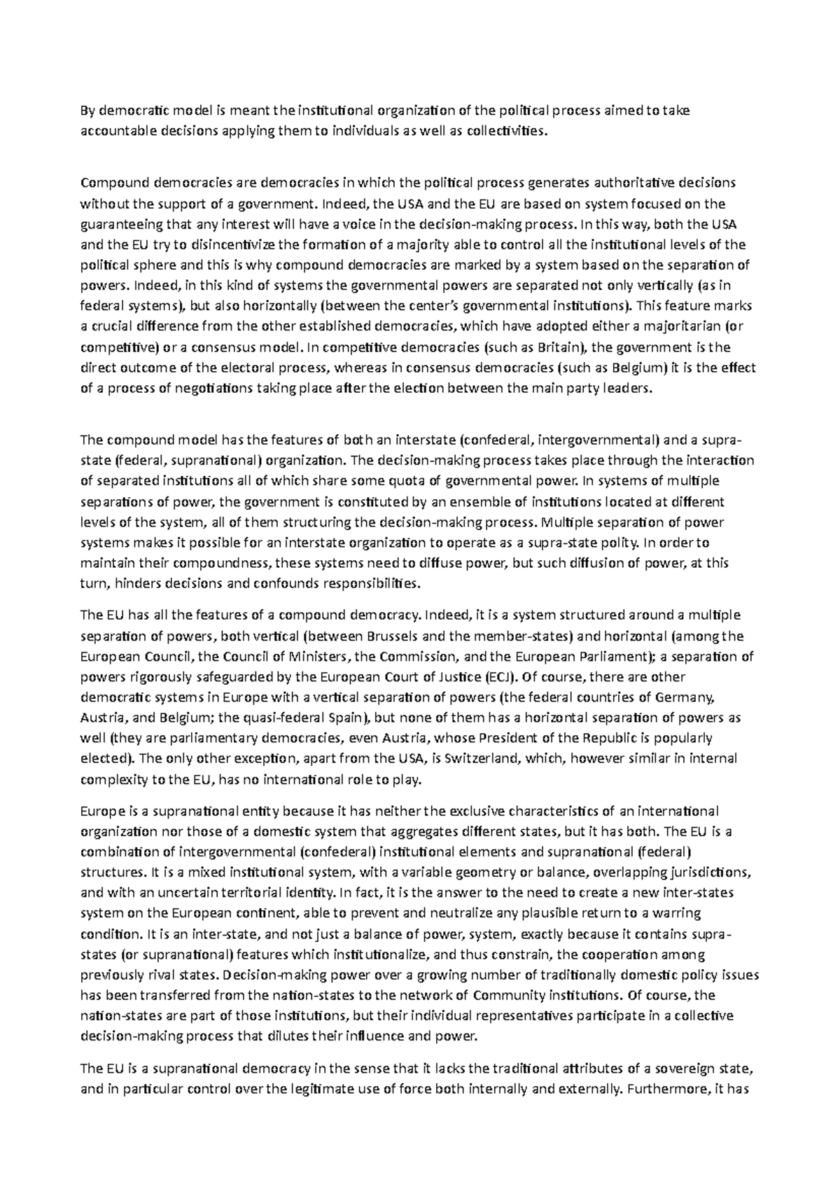 Different Models OF Democracy - By democratic model is meant the ...