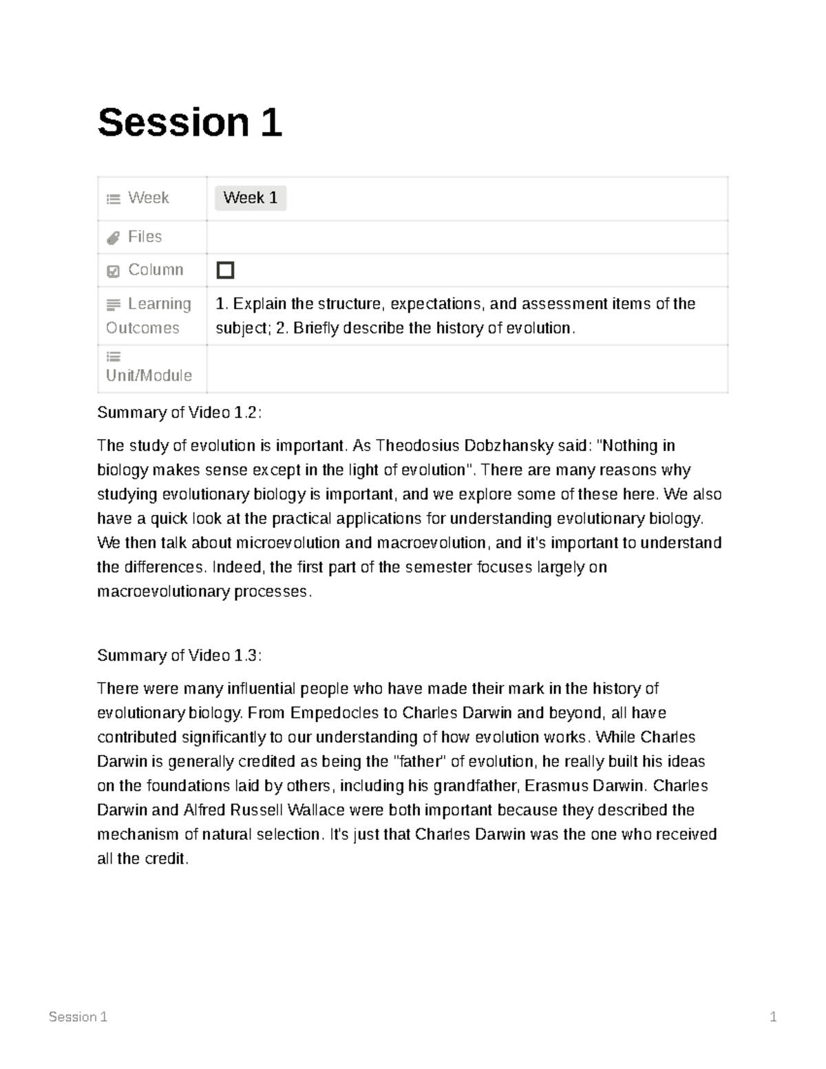 Session 1 - Week 1 - Megan Higgie - Session 1 1 Session 1 Week Week 1 ...