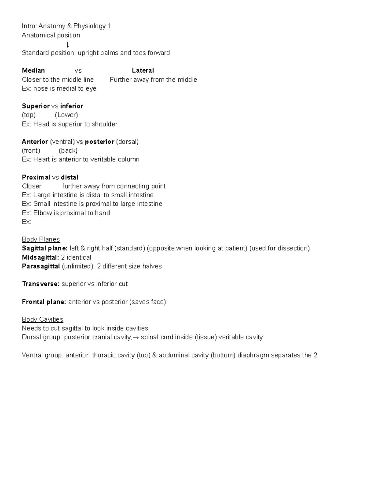 AP Intro - 1 19 22 - Intro: Anatomy & Physiology 1 Anatomical position ...