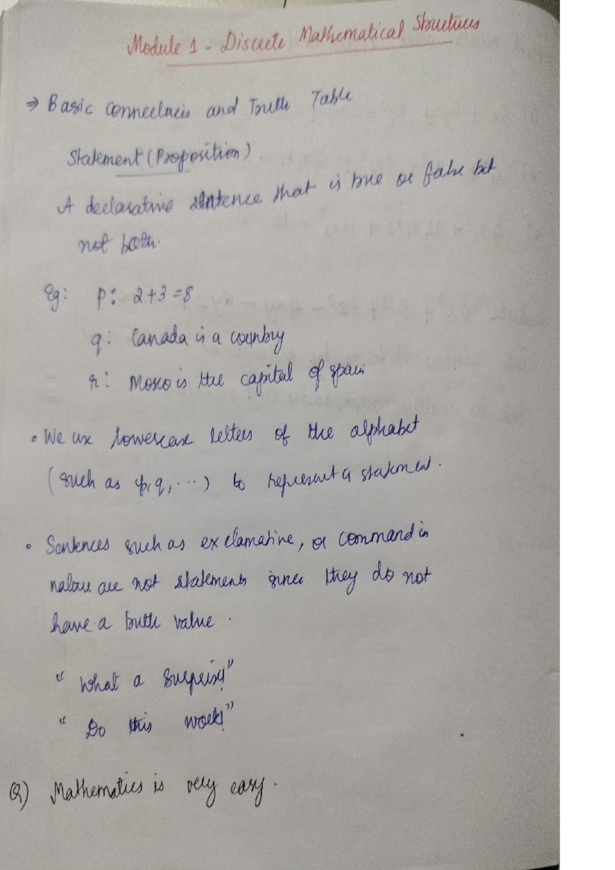 Discrete Part 1 - Module 1 - Module 1 Disceete Mathematical structures Basic connectories and ...