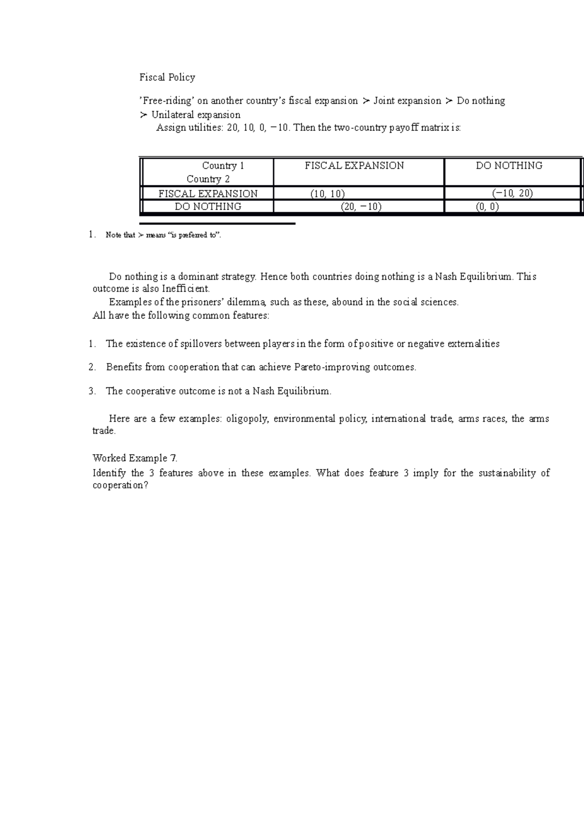 Note 20 - game theory guide - Fiscal Policy ’Free-riding’ on another ...