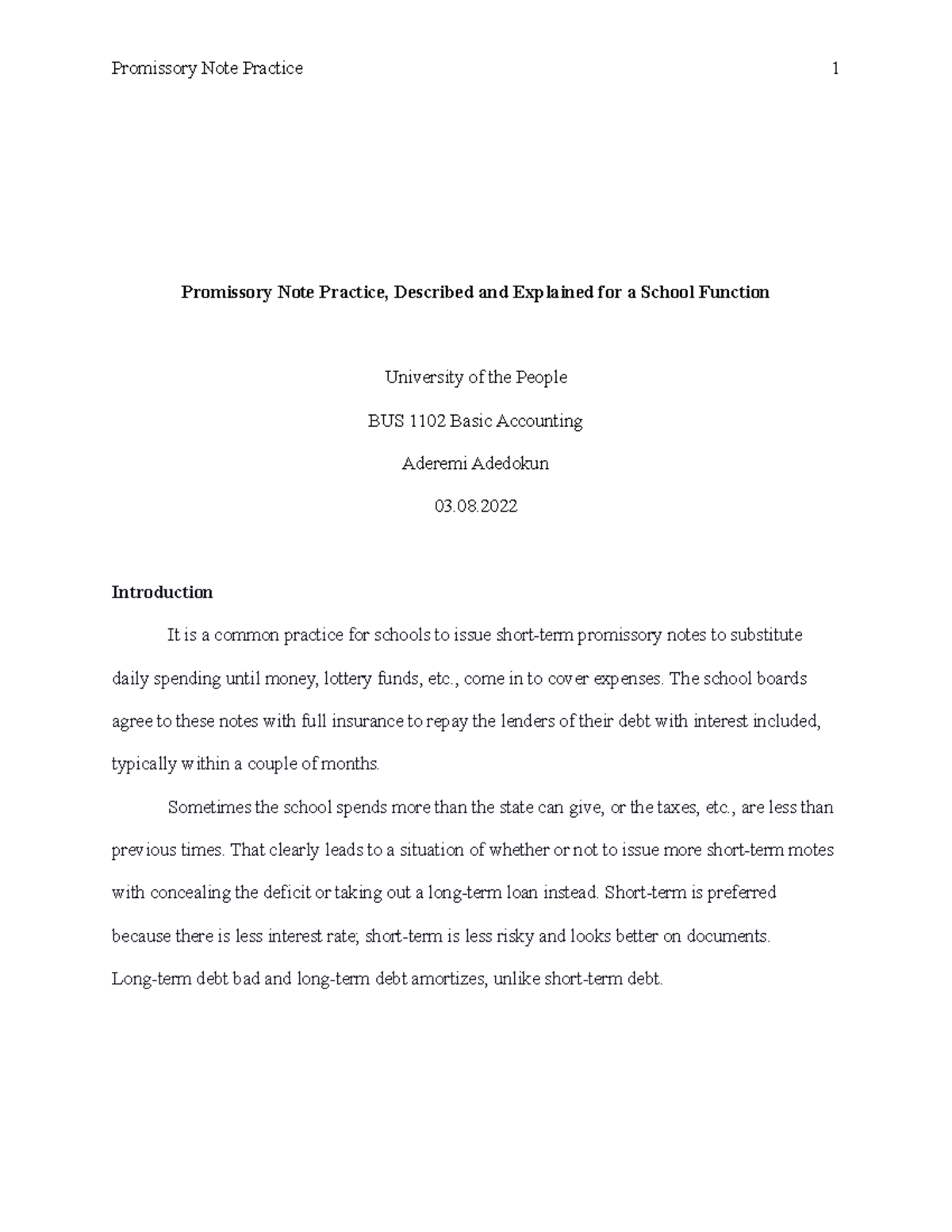 Promissory Note Practice, Described and Explained for a School Function ...