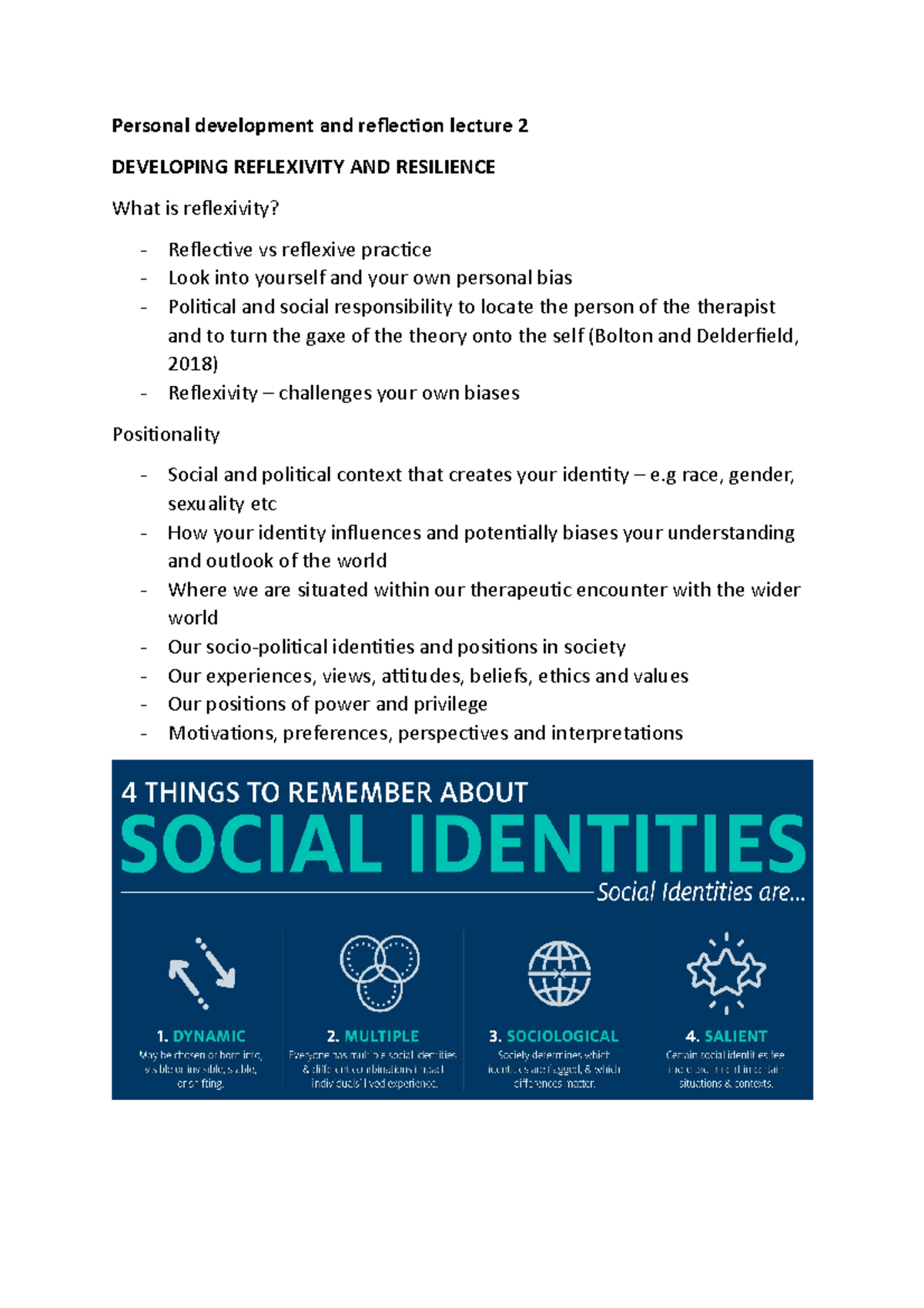 Personal development and reflection lecture 2 - .. by cogitating ...