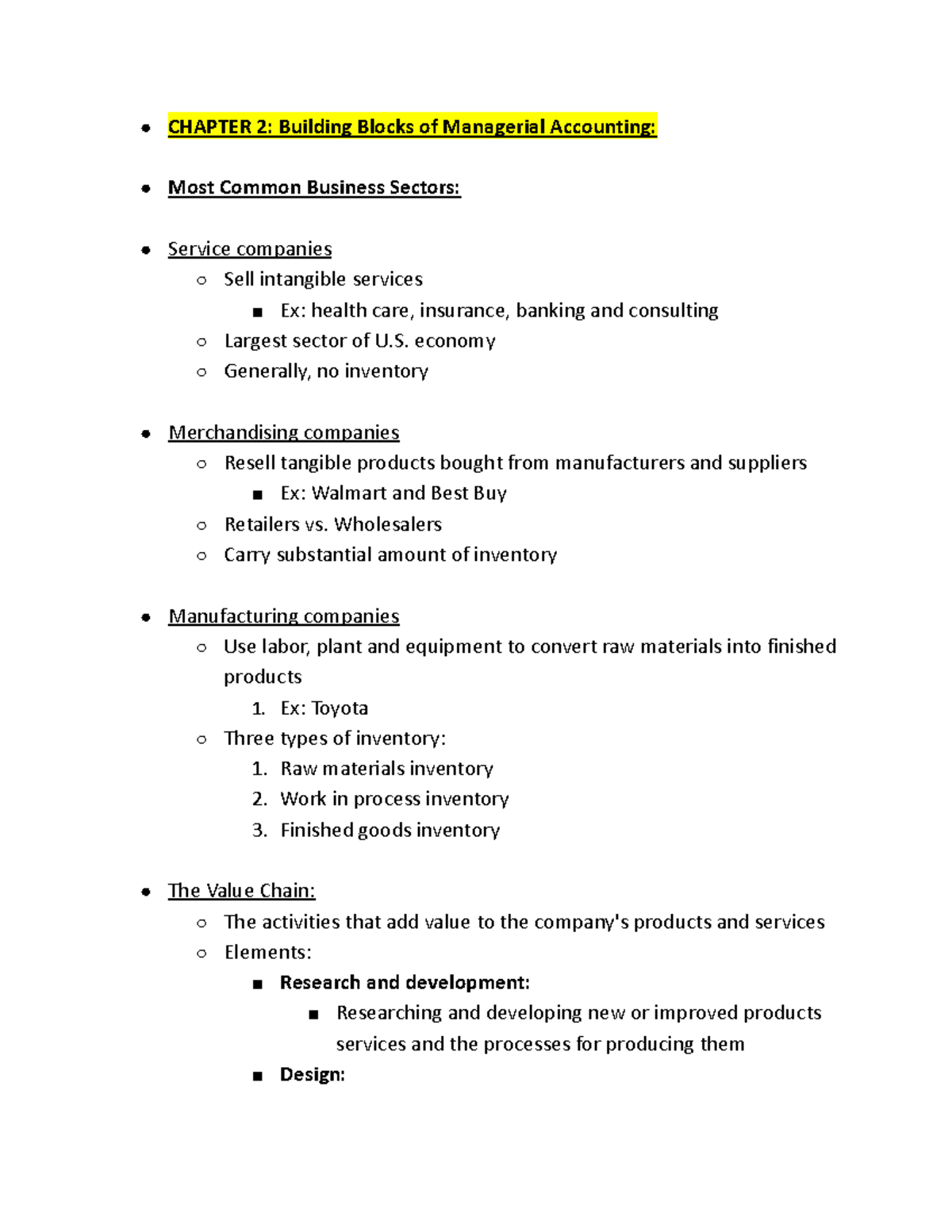 Managerial Accounting Notes Two - CHAPTER 2: Building Blocks of ...