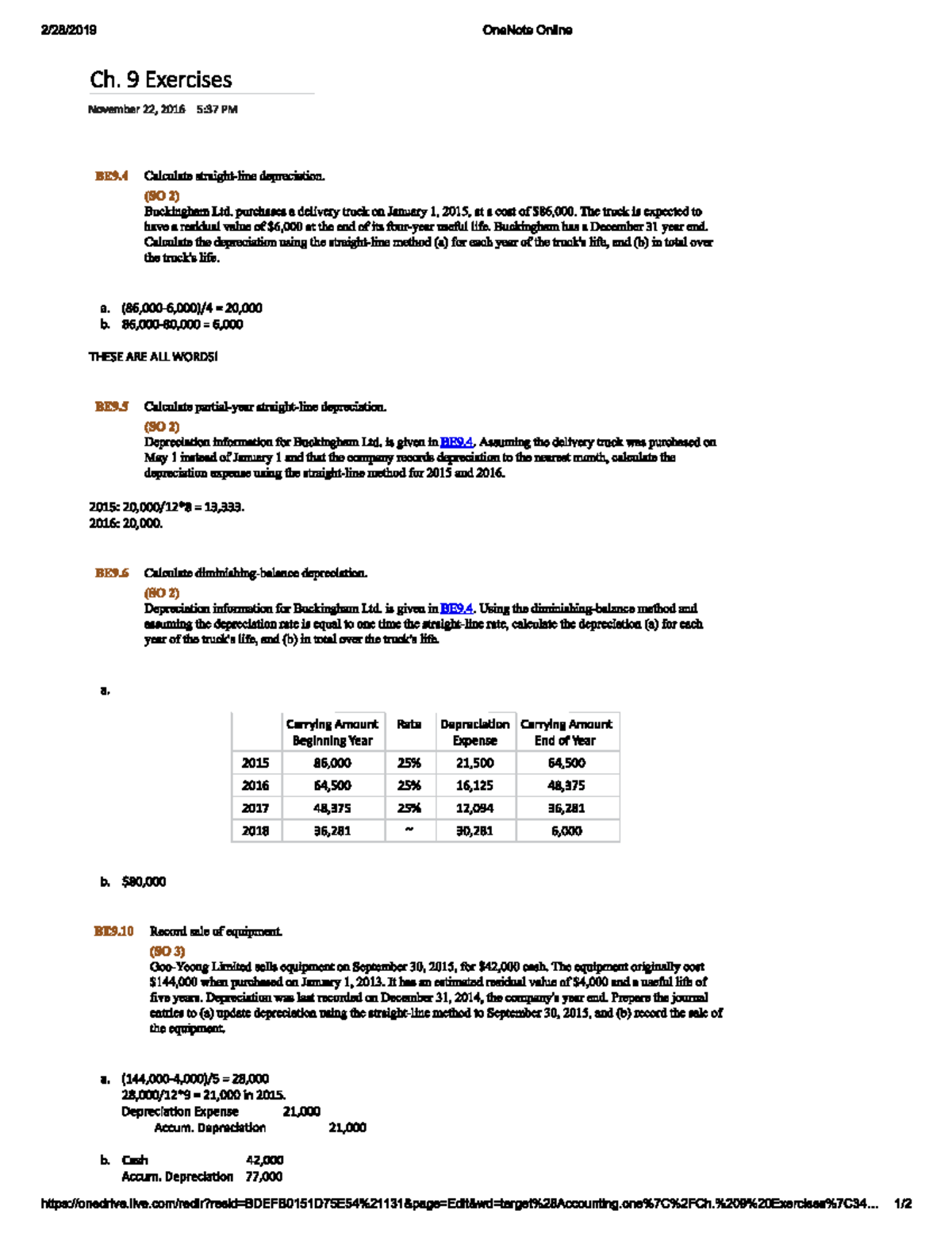 Chapter 9 Exercises - 2/28/2019 OneNote Online Ch. 9 Exercises November ...
