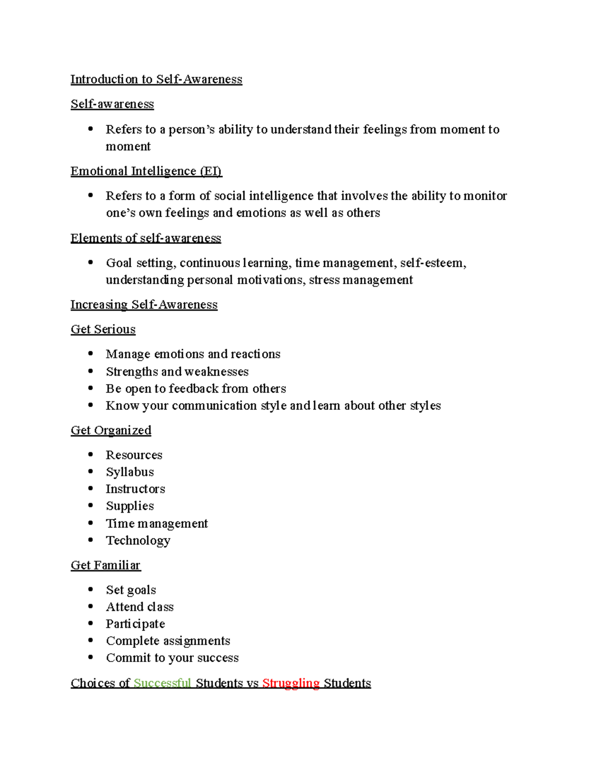 Introduction to Self-Awareness - Introduction to Self-Awareness Self ...