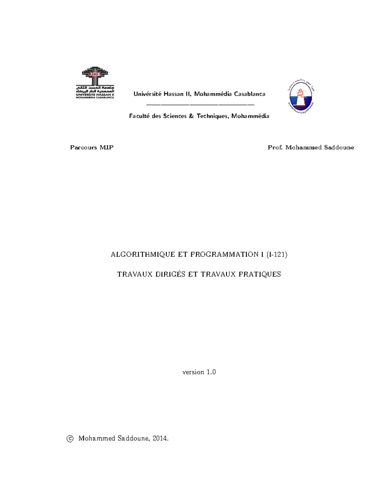 I121 TD+TP - les travaux dirigés et les travaux pratique d'info 2 ...