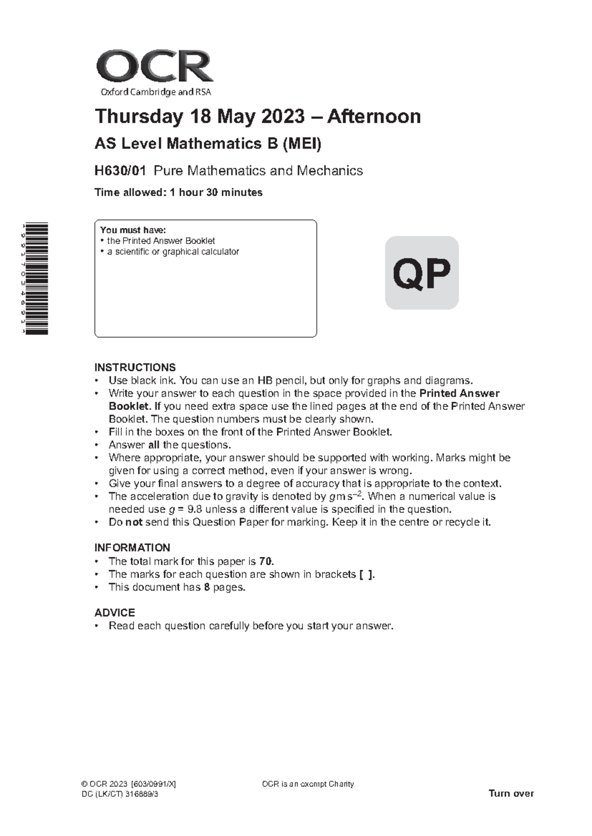 Paper 1 June 2023 - N/A - OCR is an exempt Charity Oxford Cambridge and ...