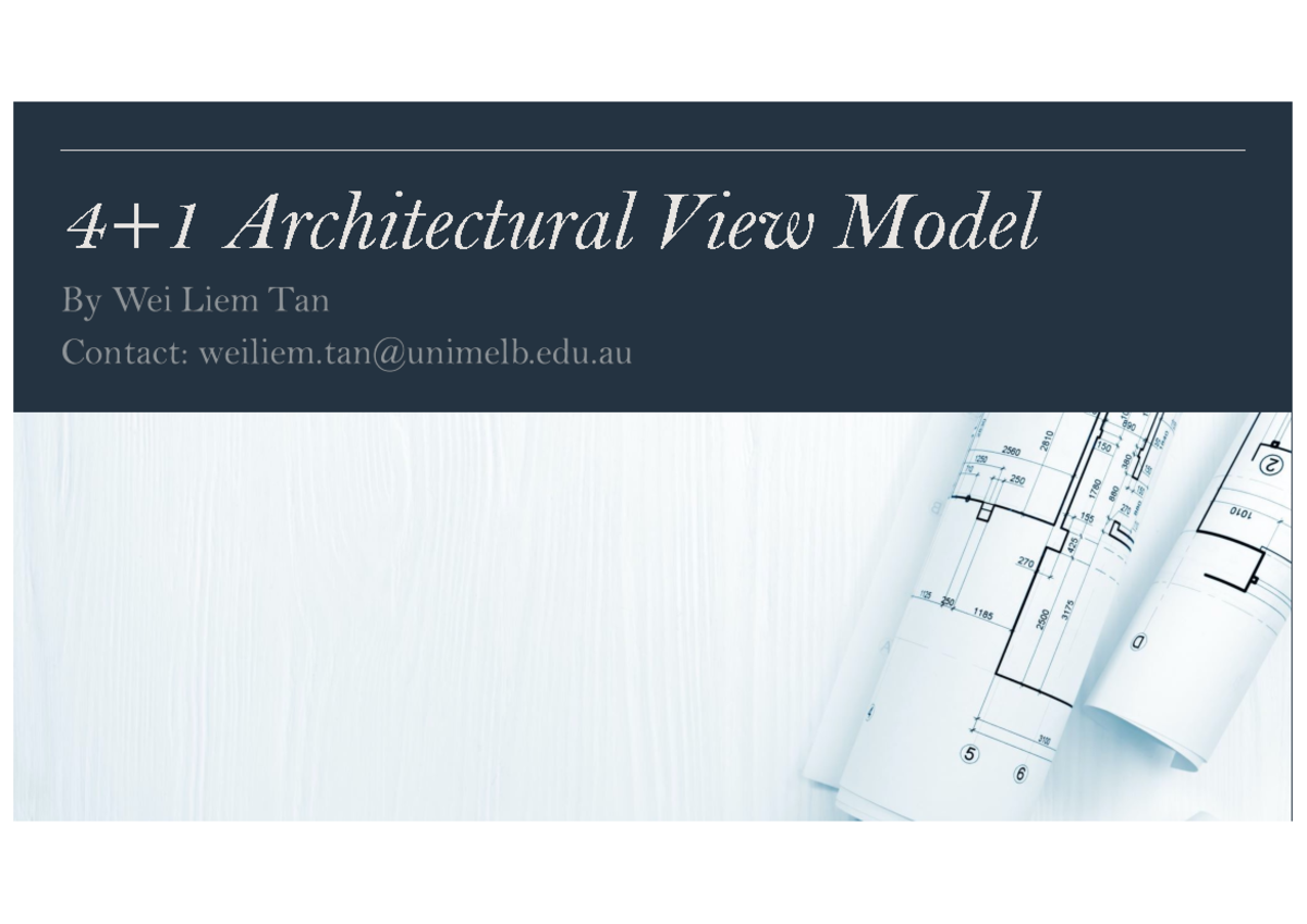 Lecture 5.2 4+1 Architectural View Model-1 - Architectural View Model ...