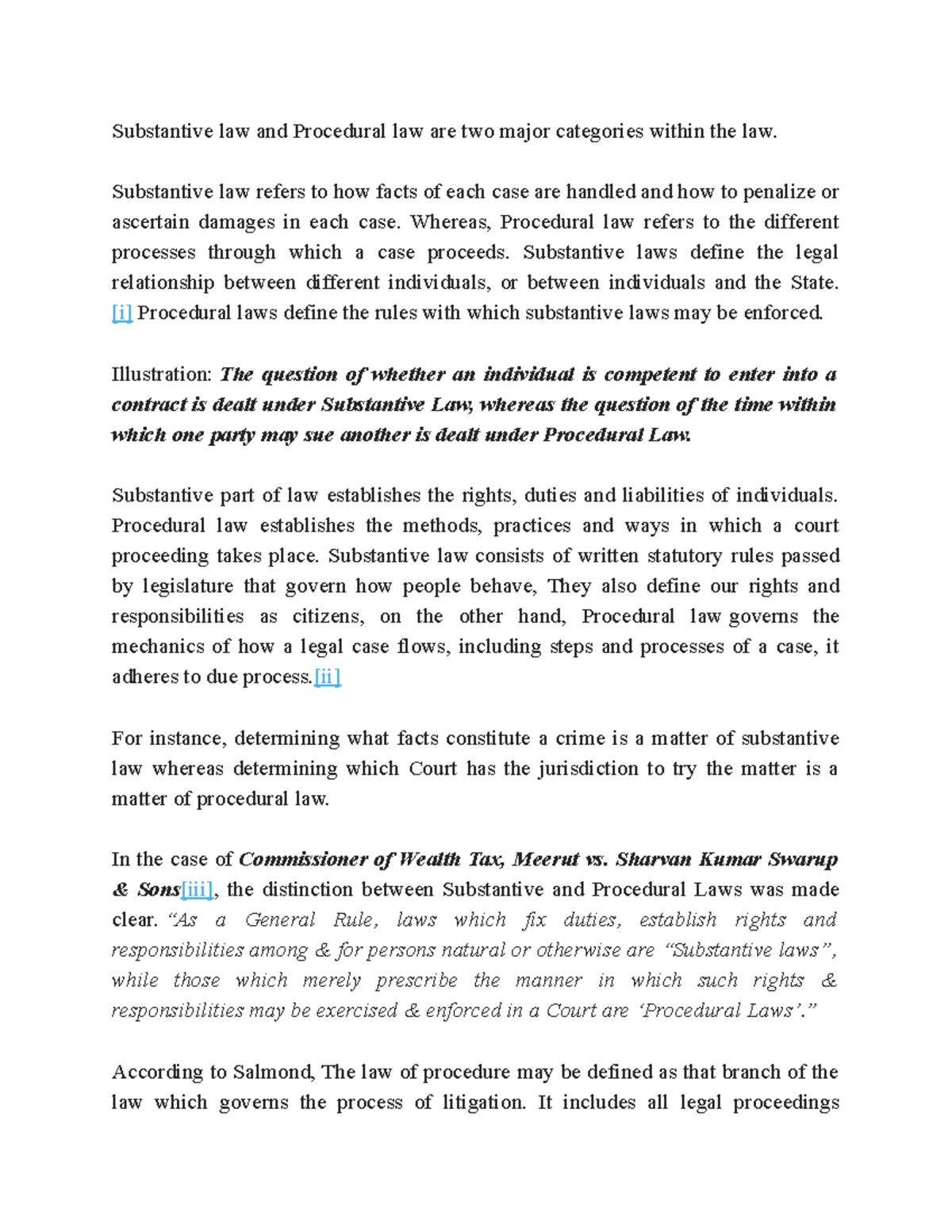 LM DOC 2 - PRACTICE NOTES - Substantive law and Procedural law are two ...