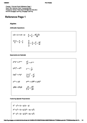 5 - Formula sheet - MTH 265 - Studocu