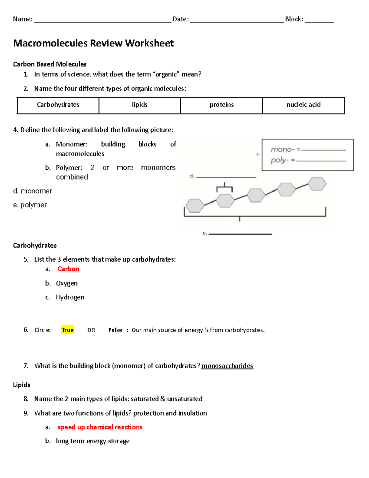 Copy of Organic Biochem Review Packet - Name ...