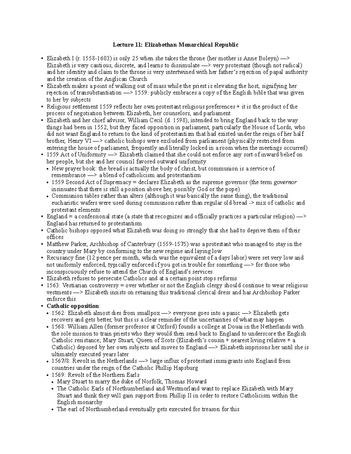 Elizabethan monarchical republic - Lecture 11: Elizabethan Monarchical ...