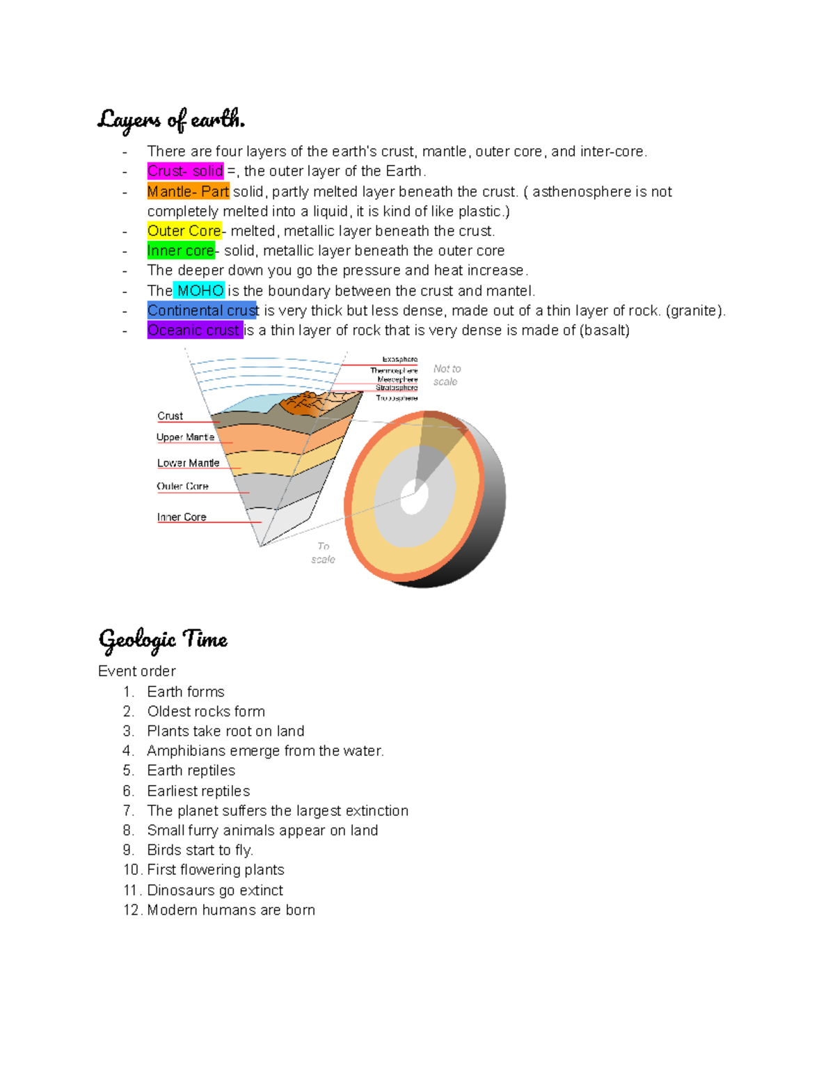 Physical science Earth science notes - Laye of eat. - There are four ...