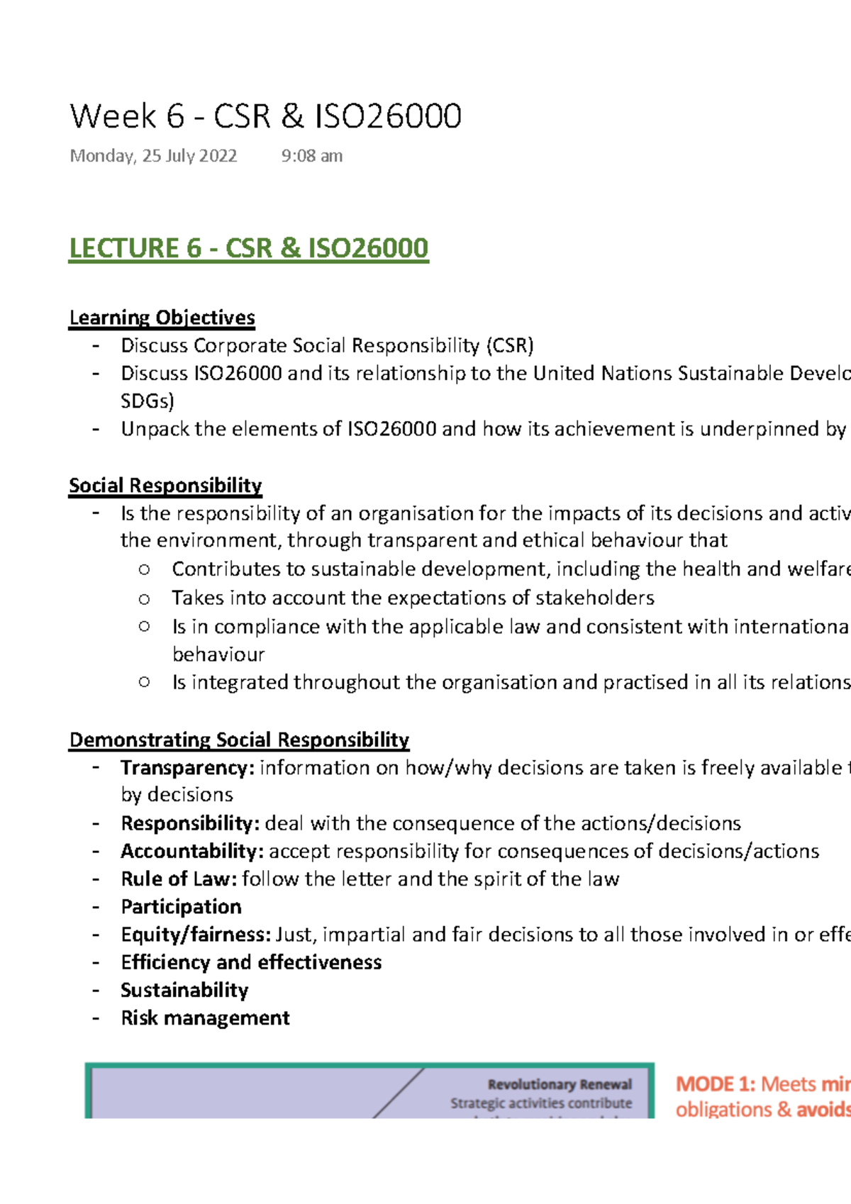 Week 6 - CSR & ISO26000 - Week 6 Lecture Notes - LECTURE 6 - CSR & ISO ...