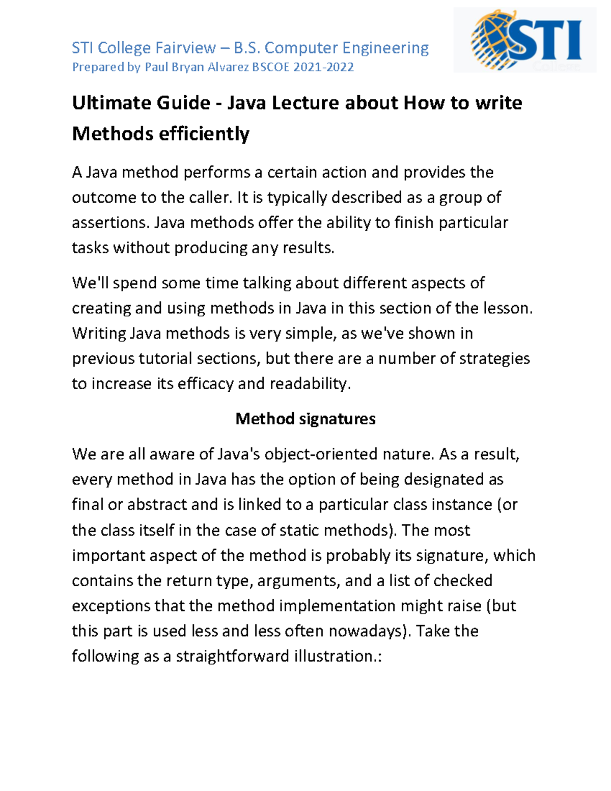 Ultimate Guide - Java Lecture about How to write Methods efficiently ...