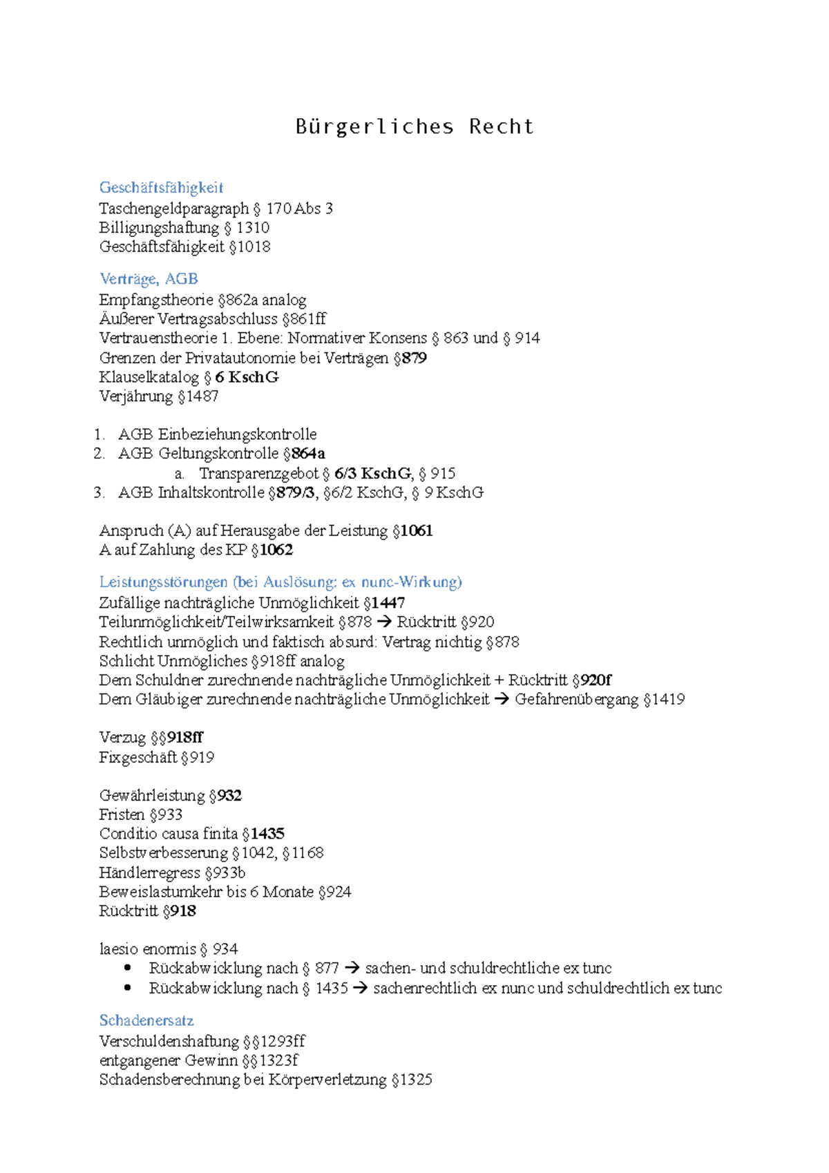 Bürgerliches Recht Paragraphen - Bürgerliches Recht Geschäftsfähigkeit ...