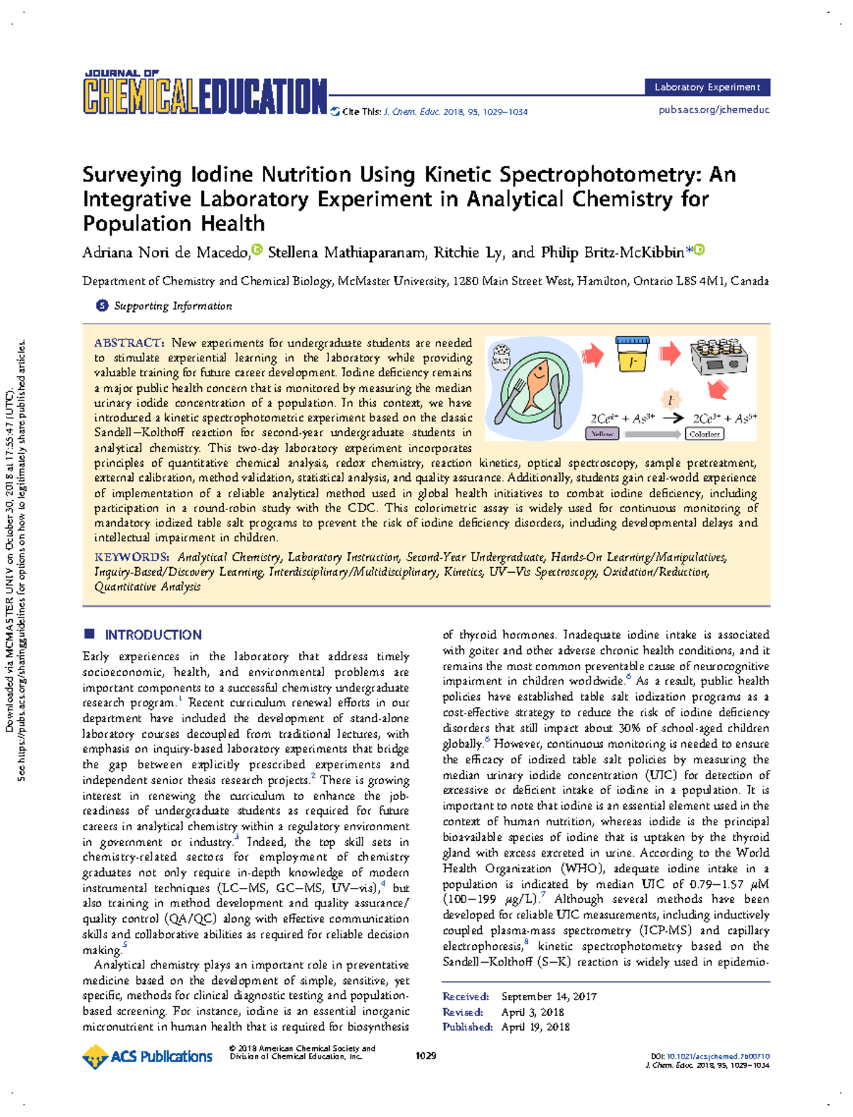 JChem Educ 2018 Iodine-Paper - Surveying Iodine Nutrition Using Kinetic ...