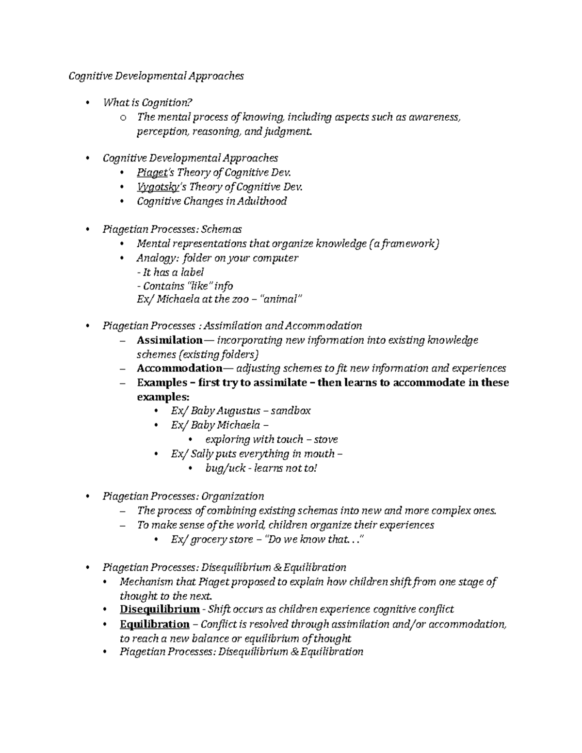 Cognitive Developmental Approaches - Studocu