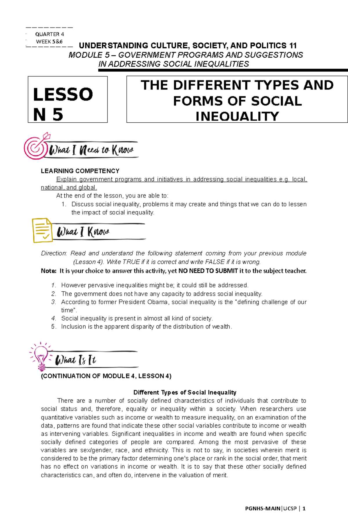 UCSP-Q4-W5-W6- Edited - UNDERSTANDING CULTURE, SOCIETY, AND POLITICS 11 ...