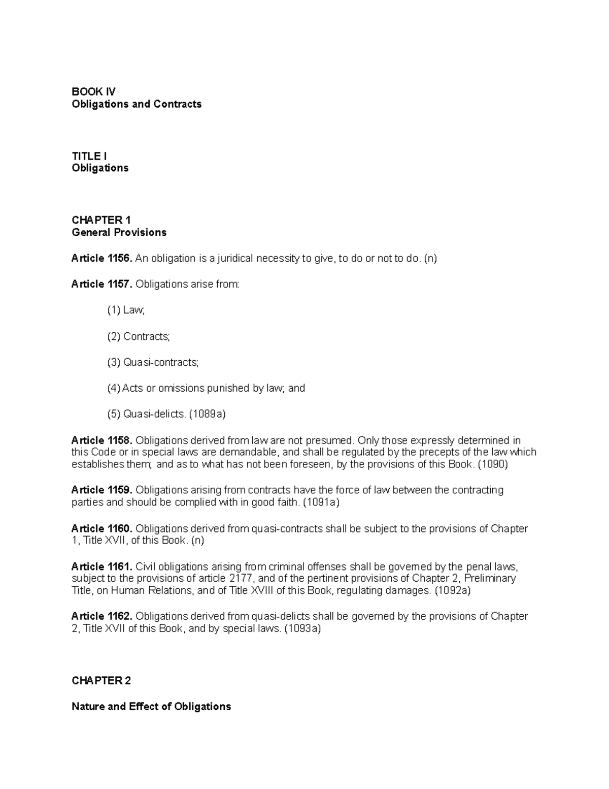 Obligations-and-Contracts - BOOK IV Obligations and Contracts TITLE I ...