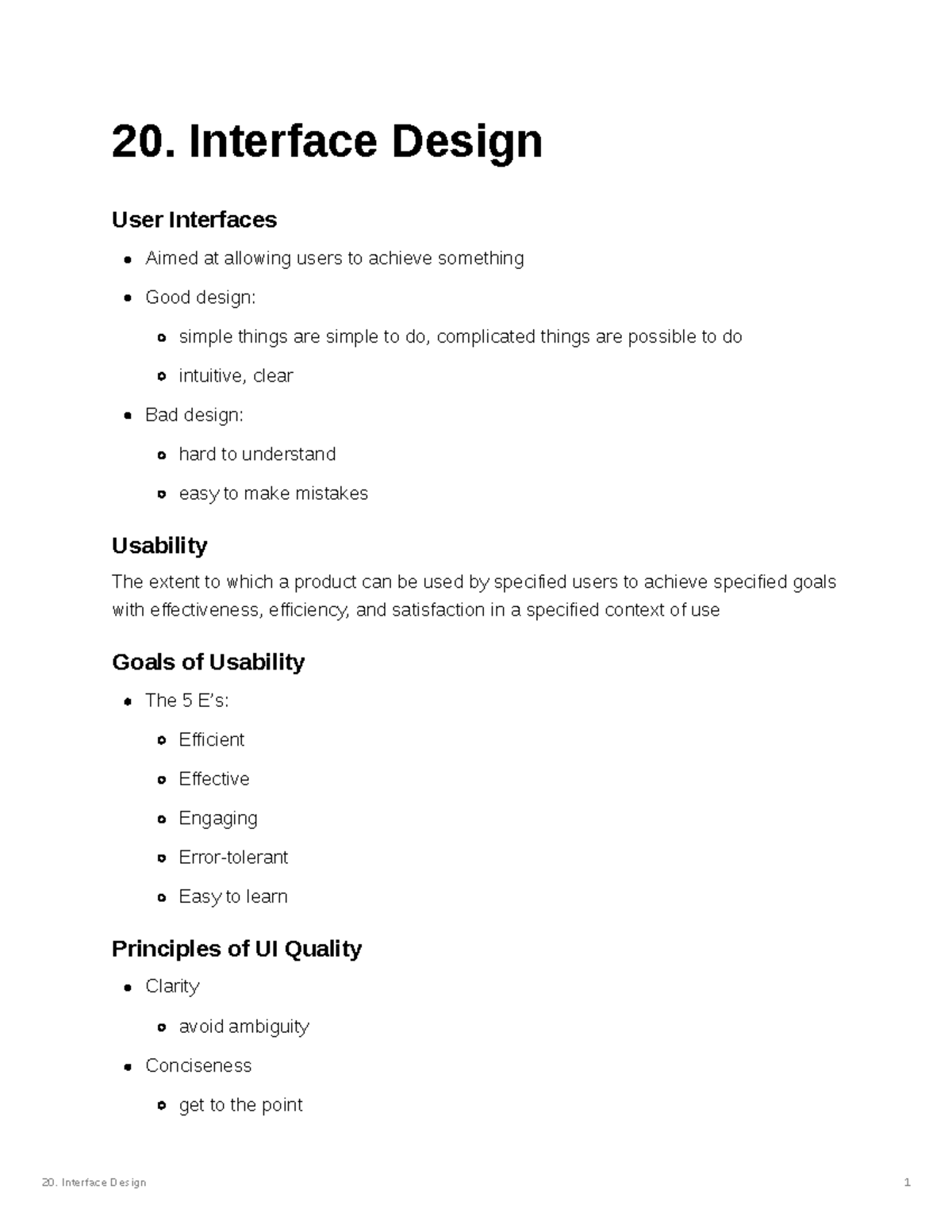20 - lec 20 - 20. Interface Design User Interfaces Aimed at allowing ...