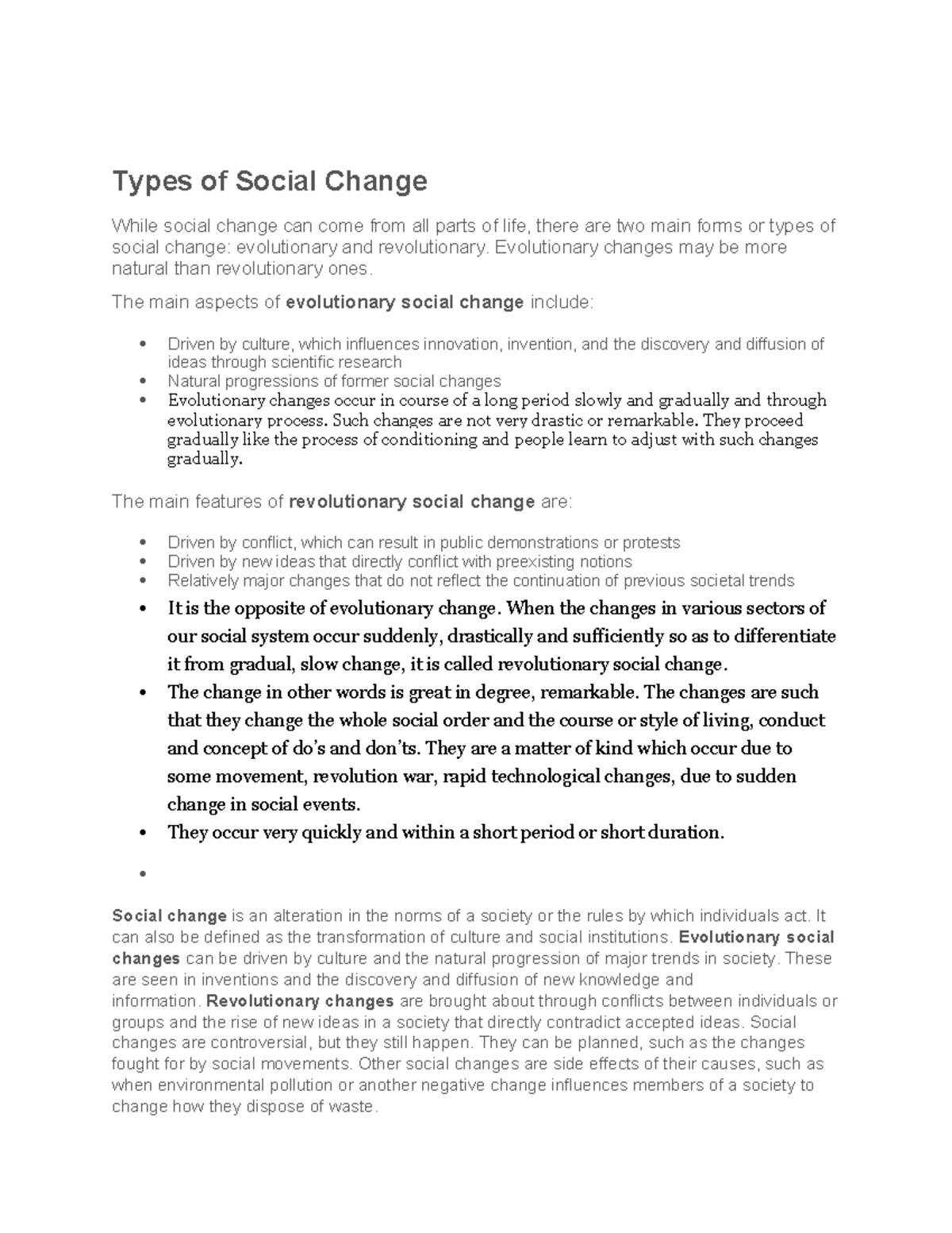 Types of Social Change - This is for pop culture subject. - Types of ...