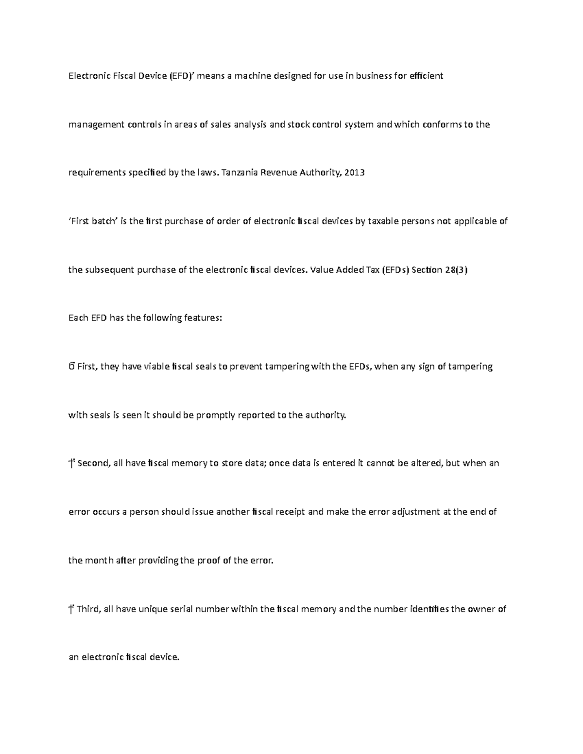 Electronic Fisc-WPS Office - Electronic Fiscal Device (EFD)’ means a ...