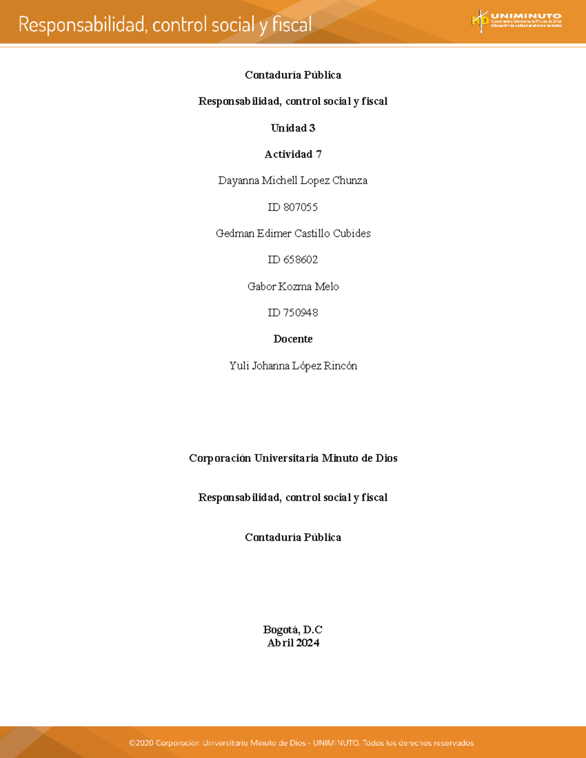 Responsabilidad, control social y fiscal - Contaduría Pública Responsabilidad, control social y ...