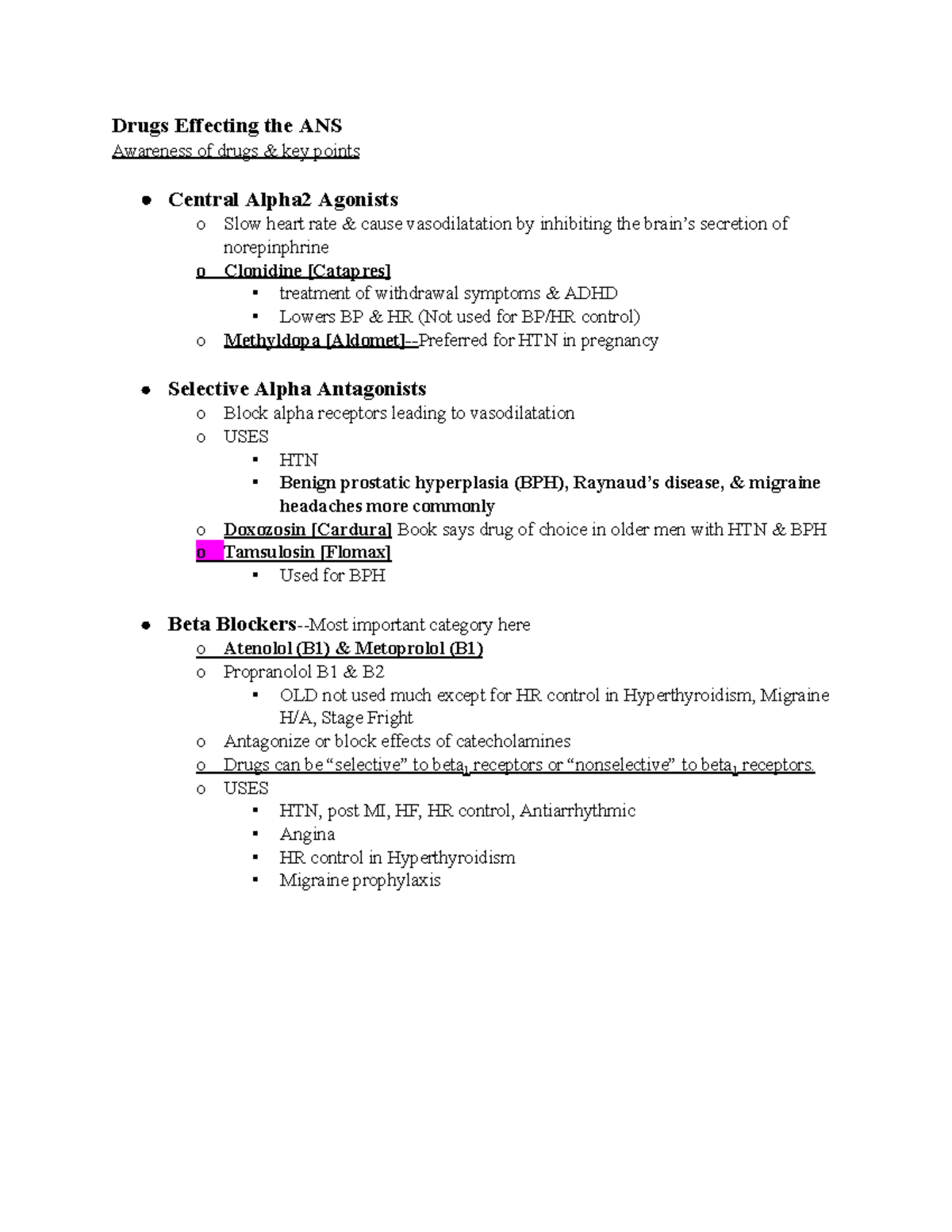 Drugs Effecting the ANS - Drugs Effecting the ANS Awareness of drugs ...