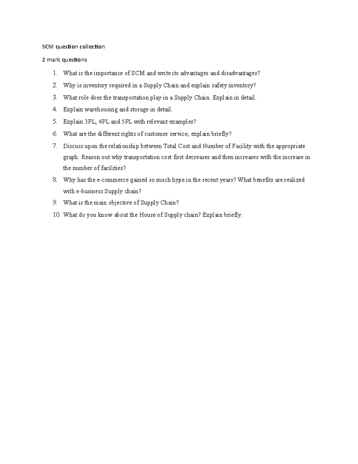 SCM question collection - What is the importance of SCM and write its ...