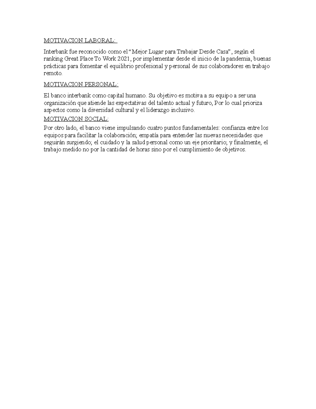 Motivacion laboral banco intrbank - MOTIVACION LABORAL: Interbank fue ...