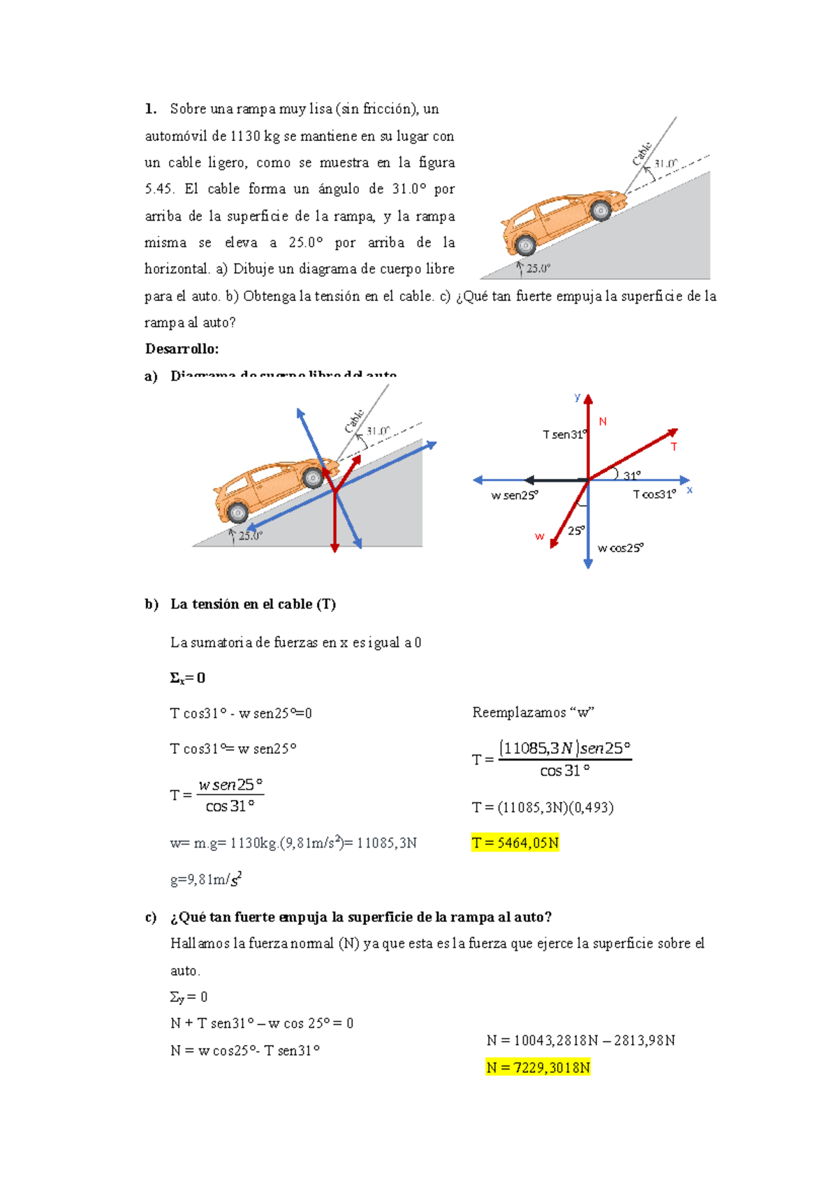 Ejercicios resueltos de física - 1. Sobre una rampa muy lisa (sin ...