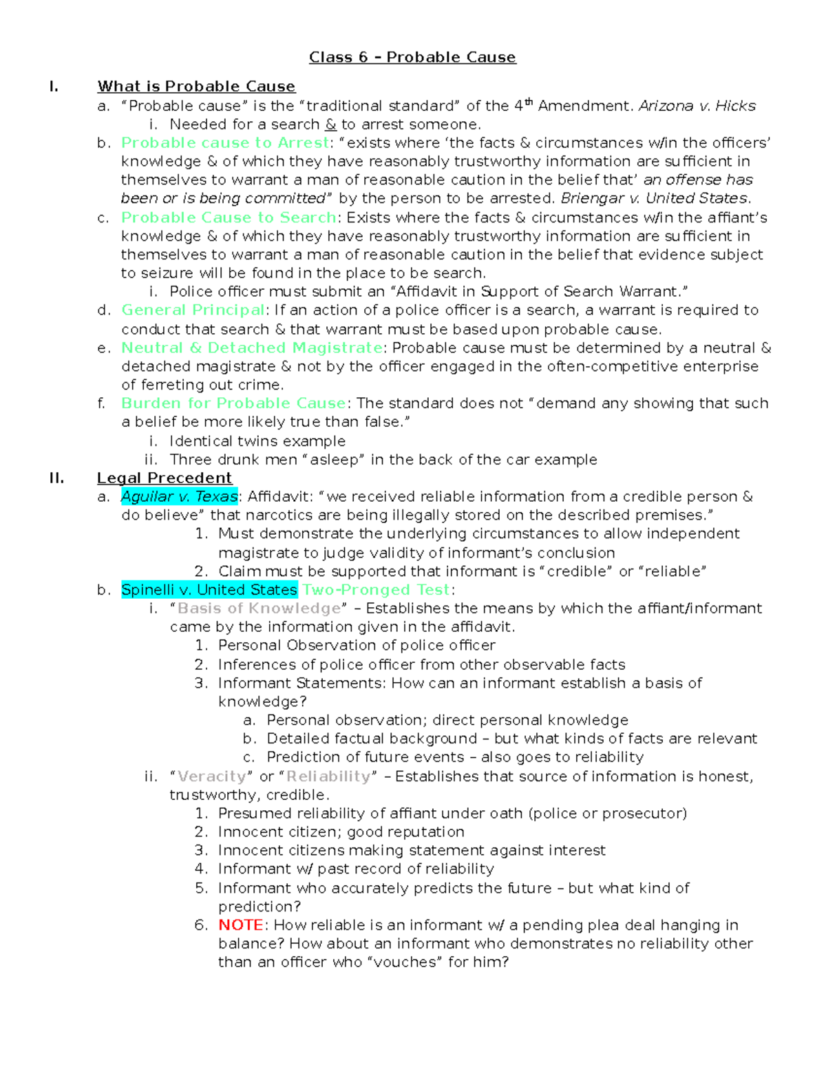 Class 6 – Probable Cause - Class 6 – Probable Cause I. What is Probable ...