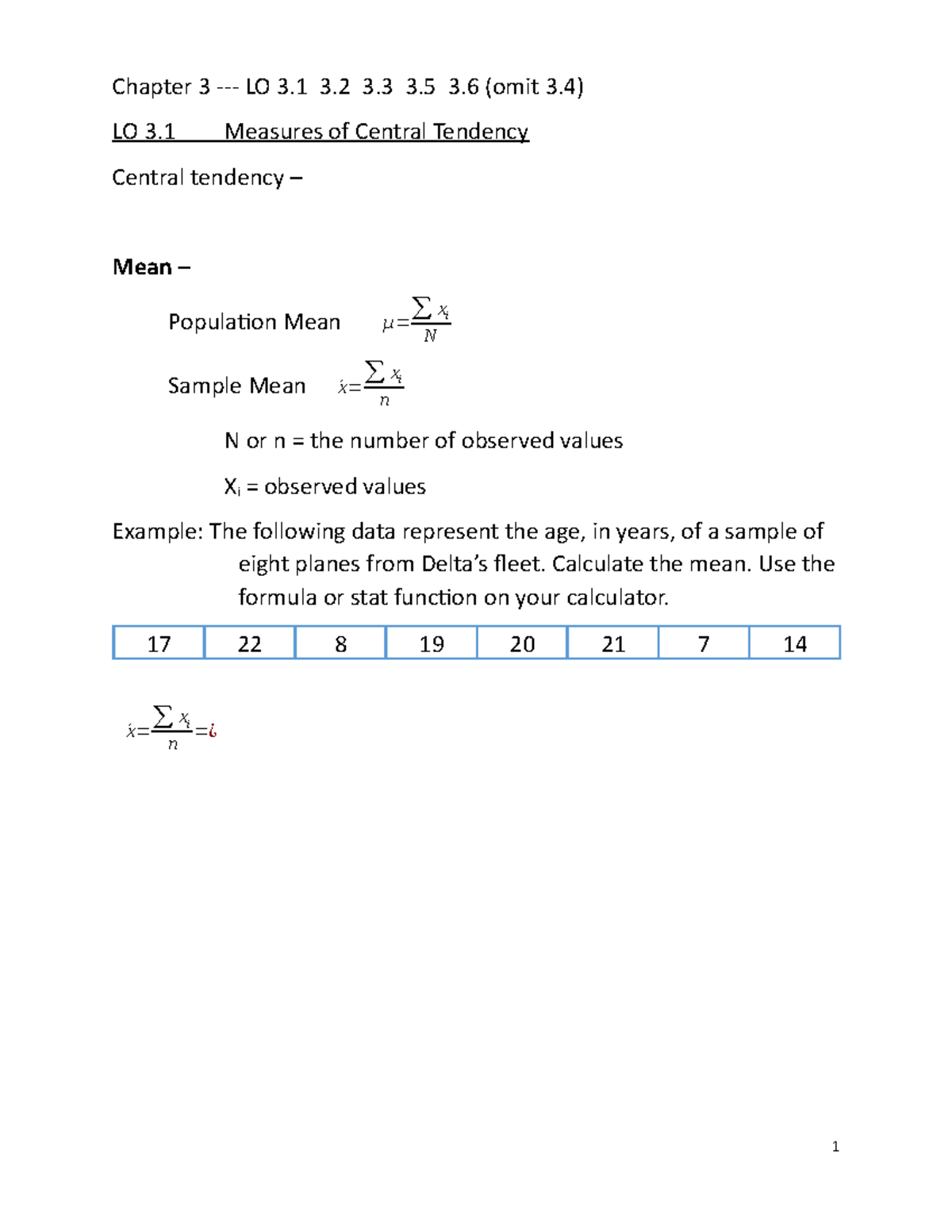 NChap 03 stat - Lecture notes Chapter 3 - Chapter 3 - LO 3 3 3 3 3 ...