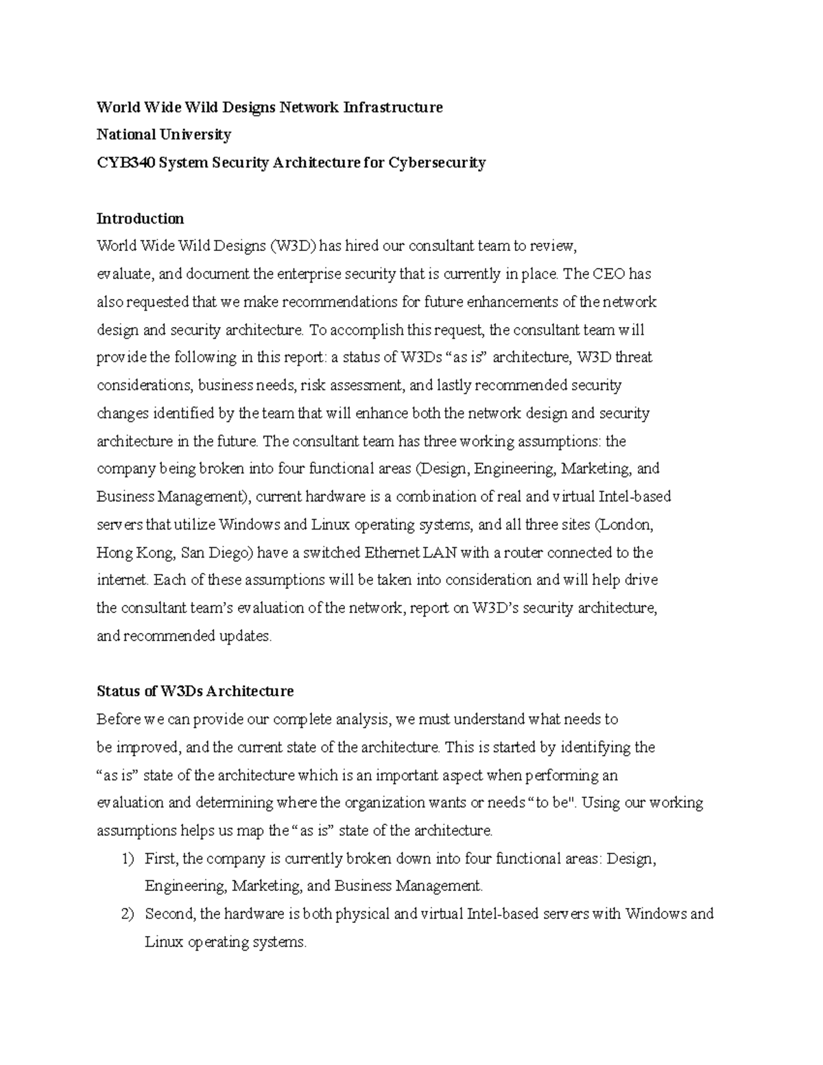 Week4Final Assignment - World Wide Wild Designs Network Infrastructure ...