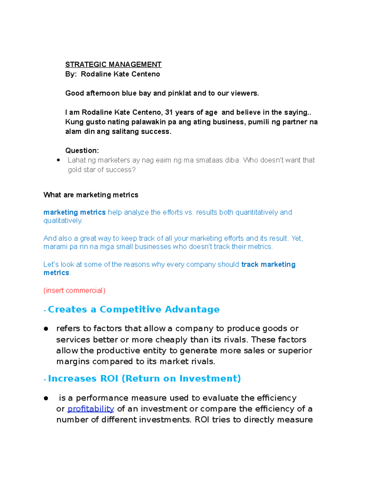 Strategic Management Report- final reviewer for exam - STRATEGIC ...