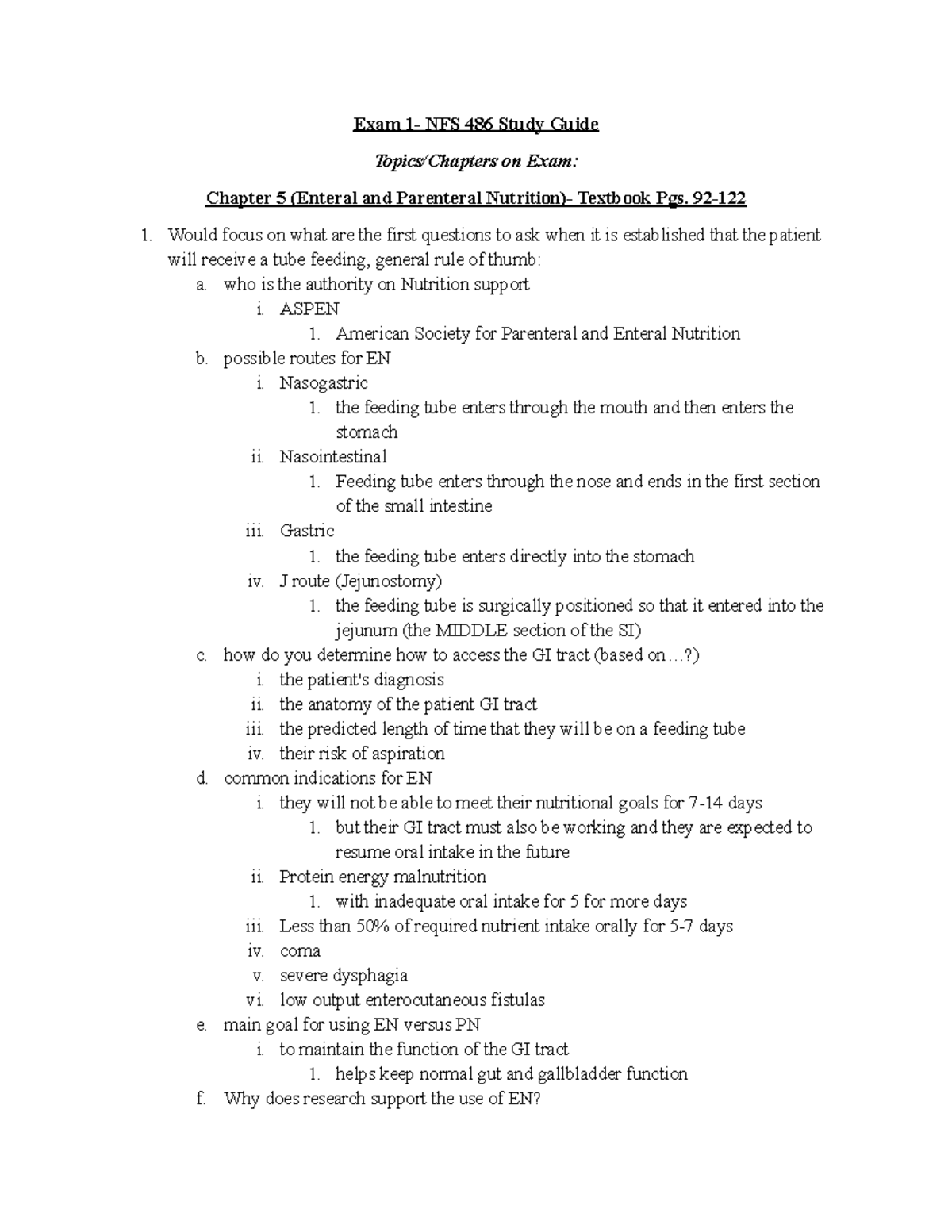 NFS 486 Exam 1 Study Guide - Exam 1- NFS 486 Study Guide Topics ...