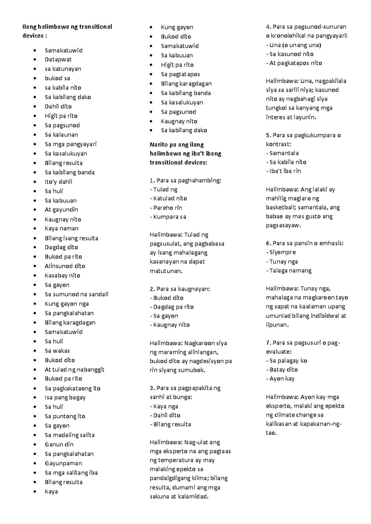 Halimbawa ng transitional devices - Ilang halimbawa ng transitional ...
