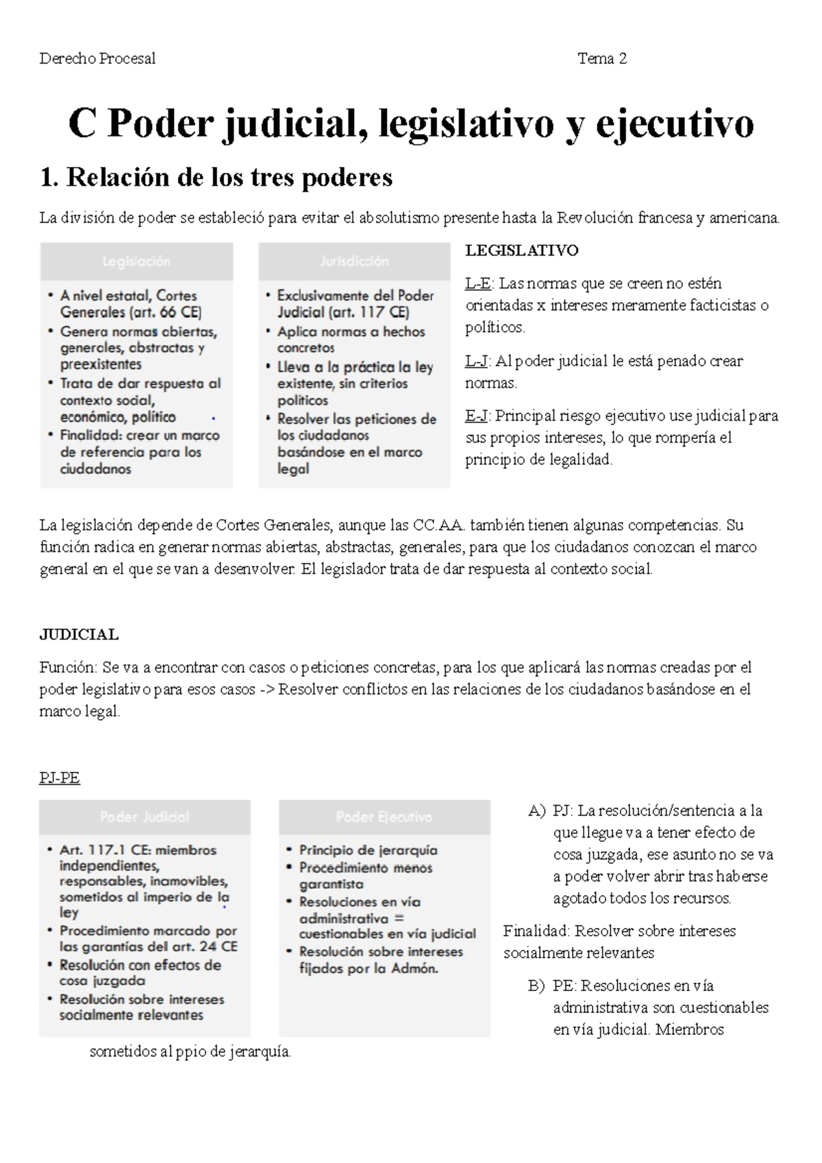 2. Poder Judicial, Legislativo Y Ejecutivo - Derecho Procesal Tema 2 C ...