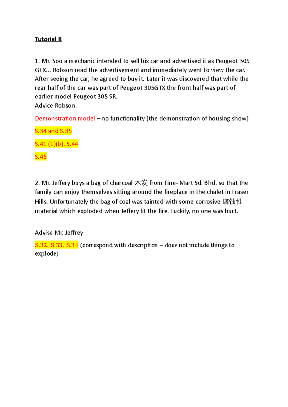 Tutorial 8 - Please use this at your own risk. - Tutorial 8 Mr. Soo a ...