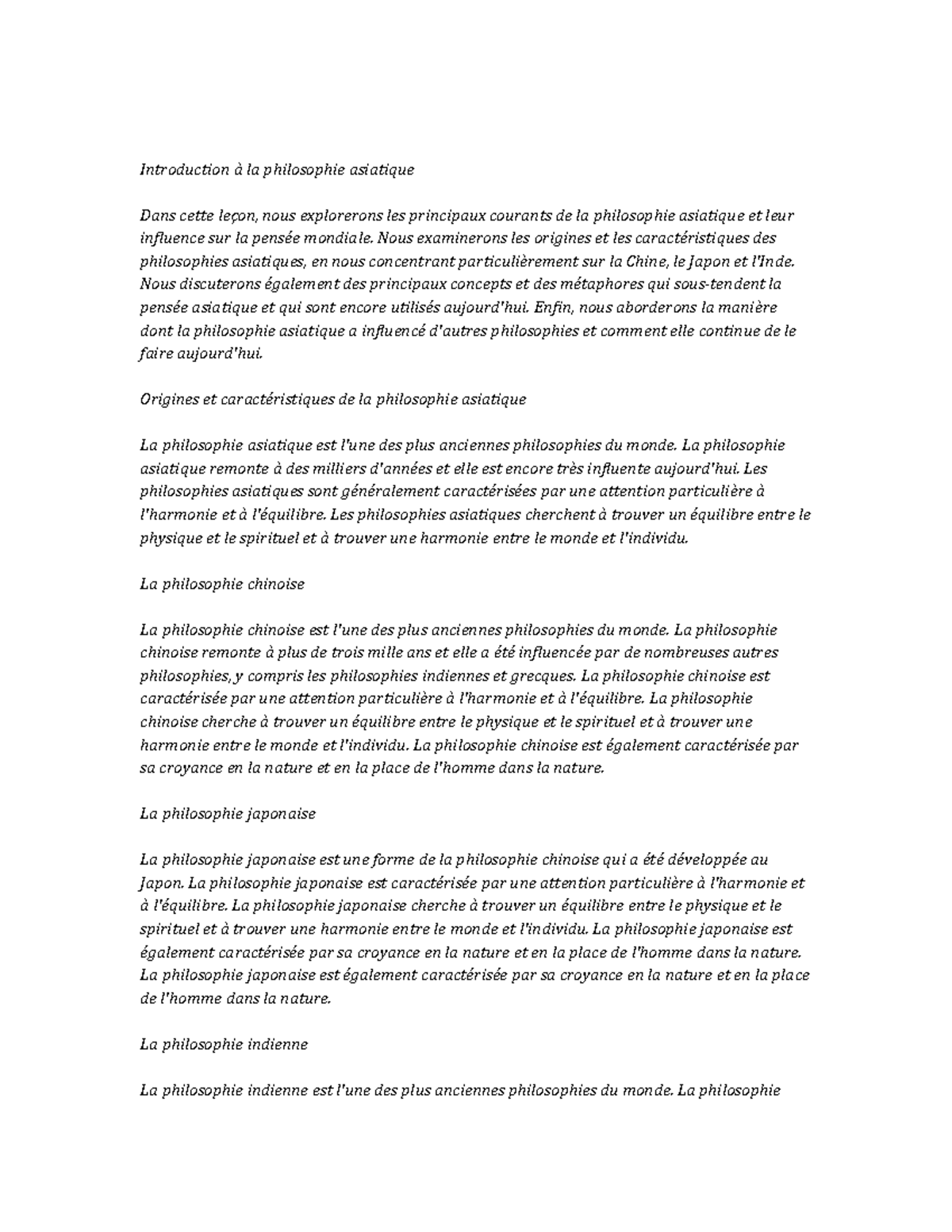 Asian Philosophy note study - Introduction à la philosophie asiatique ...