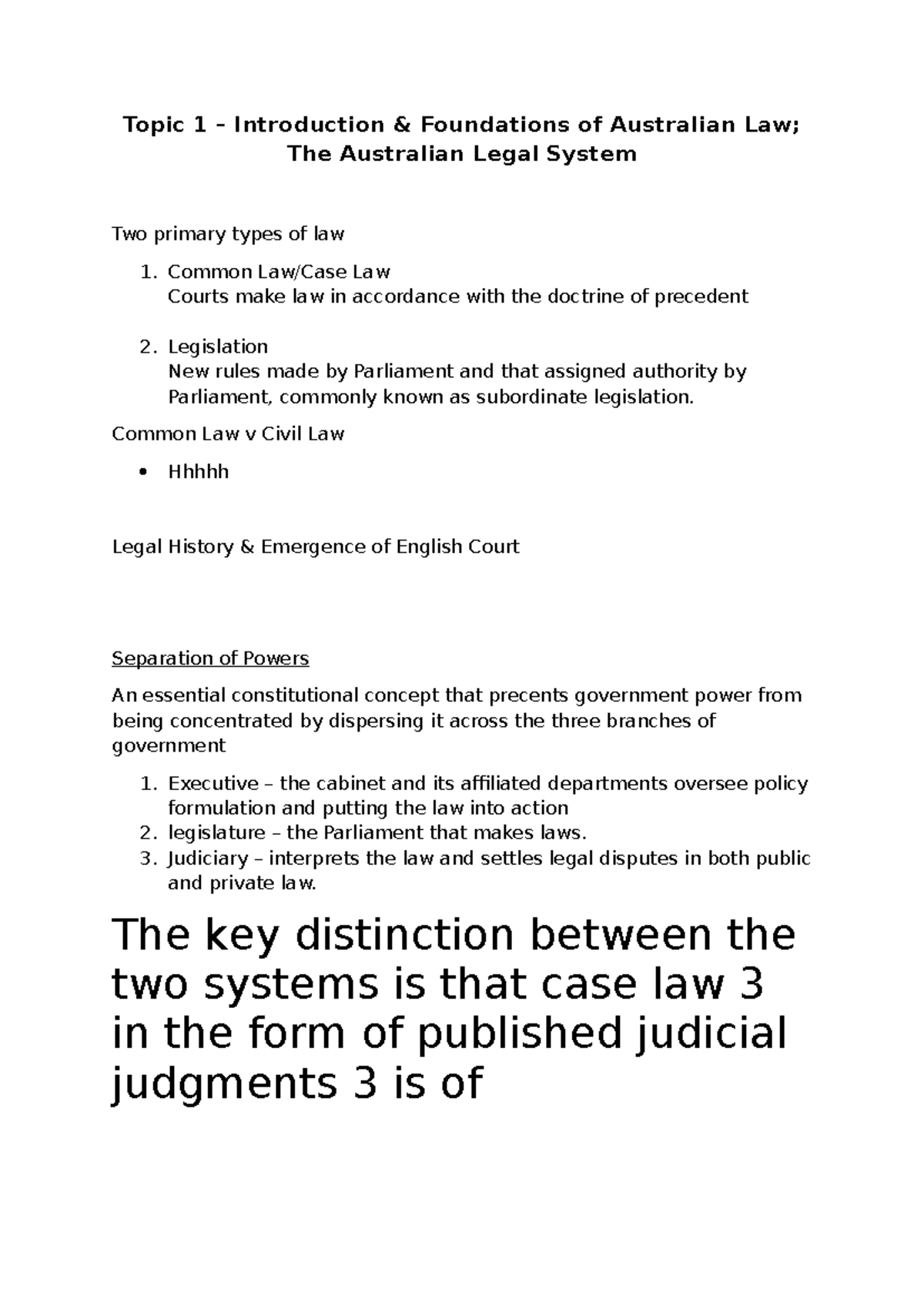 Law100 - Summary of Notes - Topic 1 – Introduction & Foundations of ...