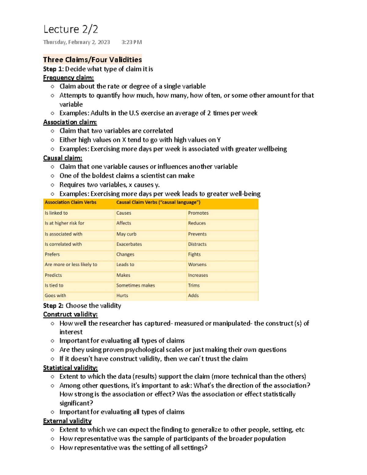 Three Claims and Four Validities - Three Claims/Four Validities Step 1 ...