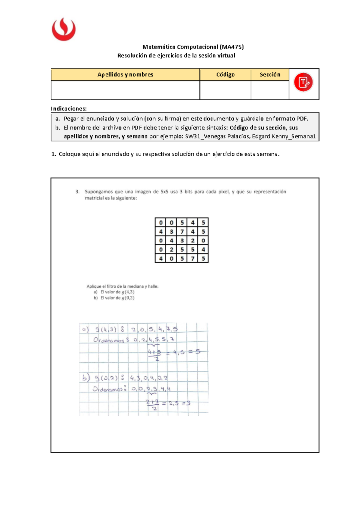 Matemática Computacional - Matemática Computacional (MA475) Resolución ...
