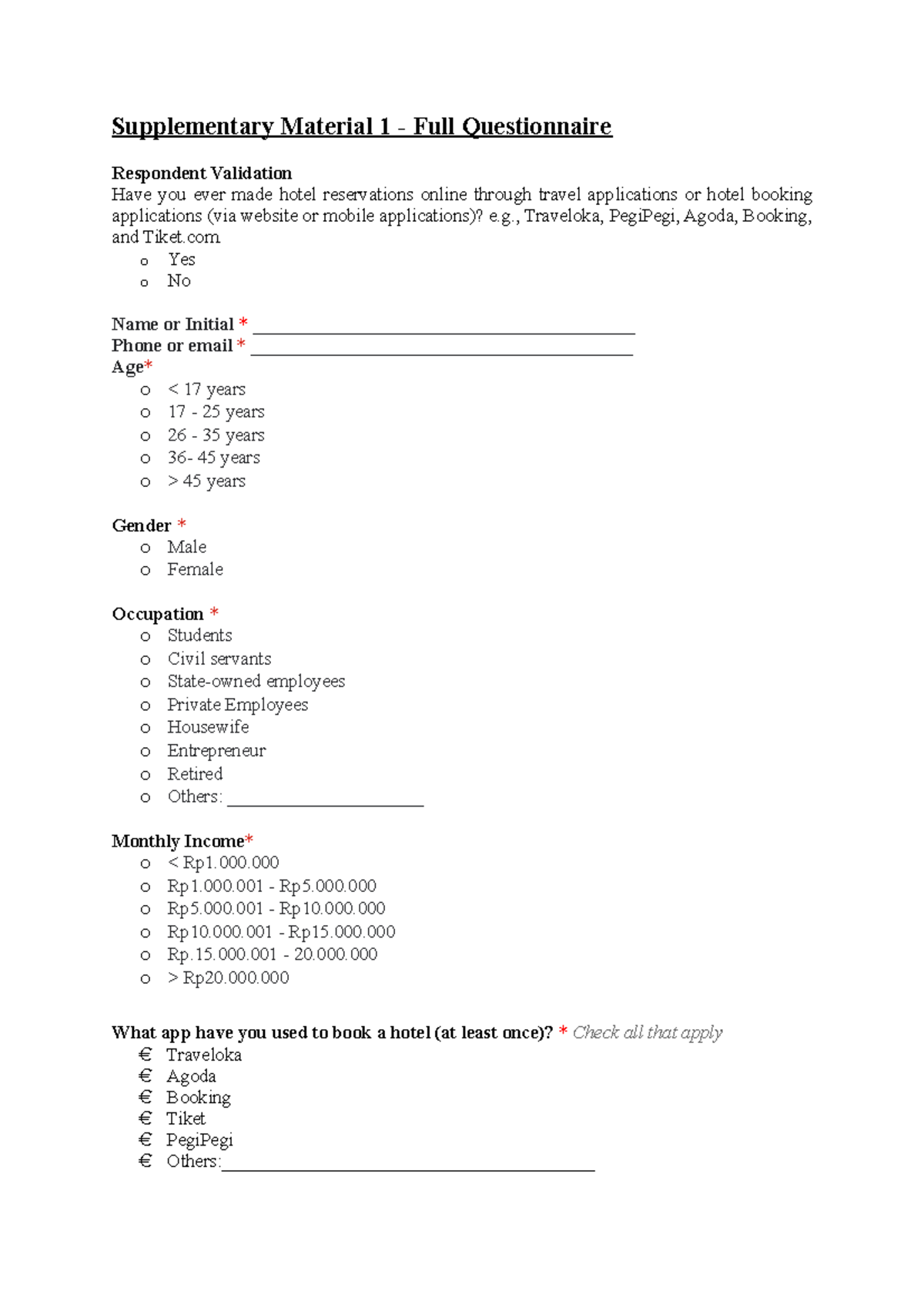 5087488 - bài tập - Supplementary Material 1 - Full Questionnaire ...