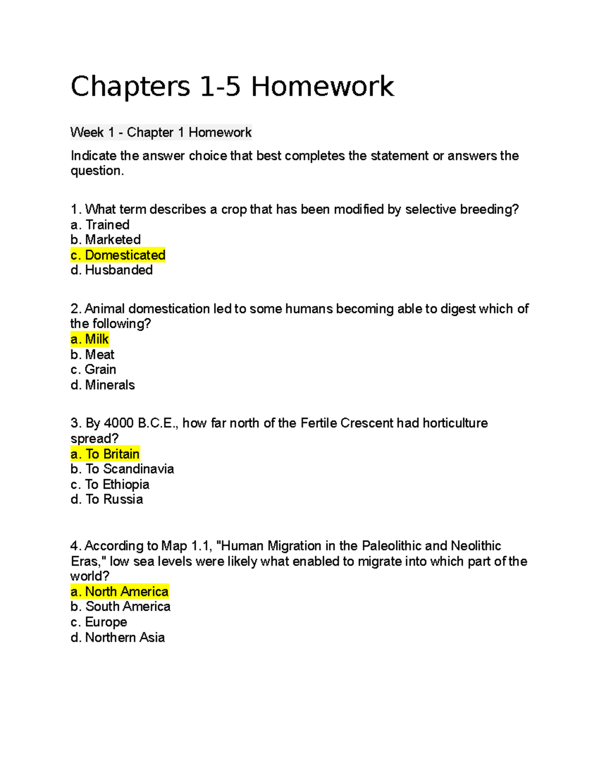 Chapters 1-5 Homework - Chapters 1-5 Homework Week 1 - Chapter 1 ...
